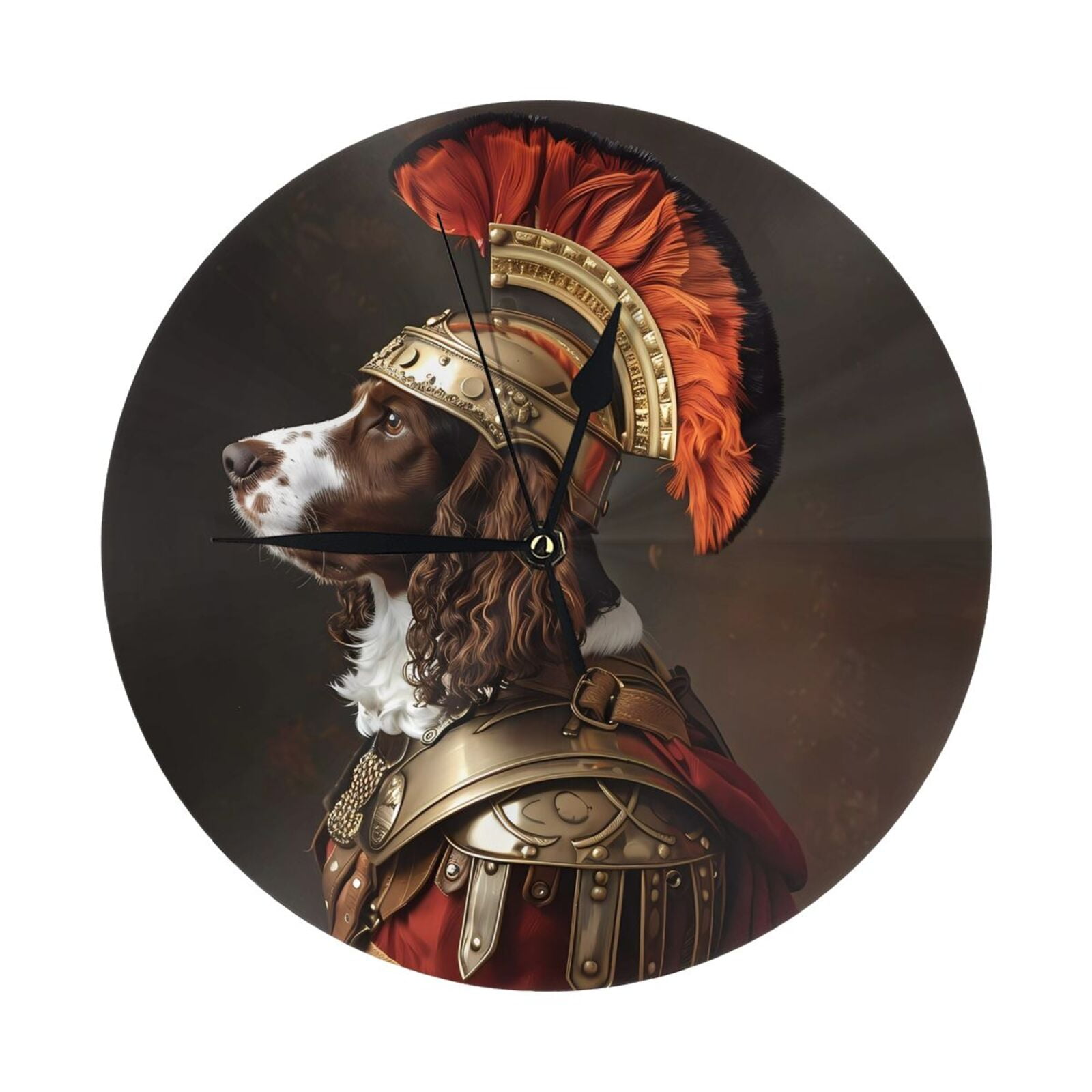 Wall Clock, Medieval Knight Dog Wall Clocks Battery Operated Silent ...