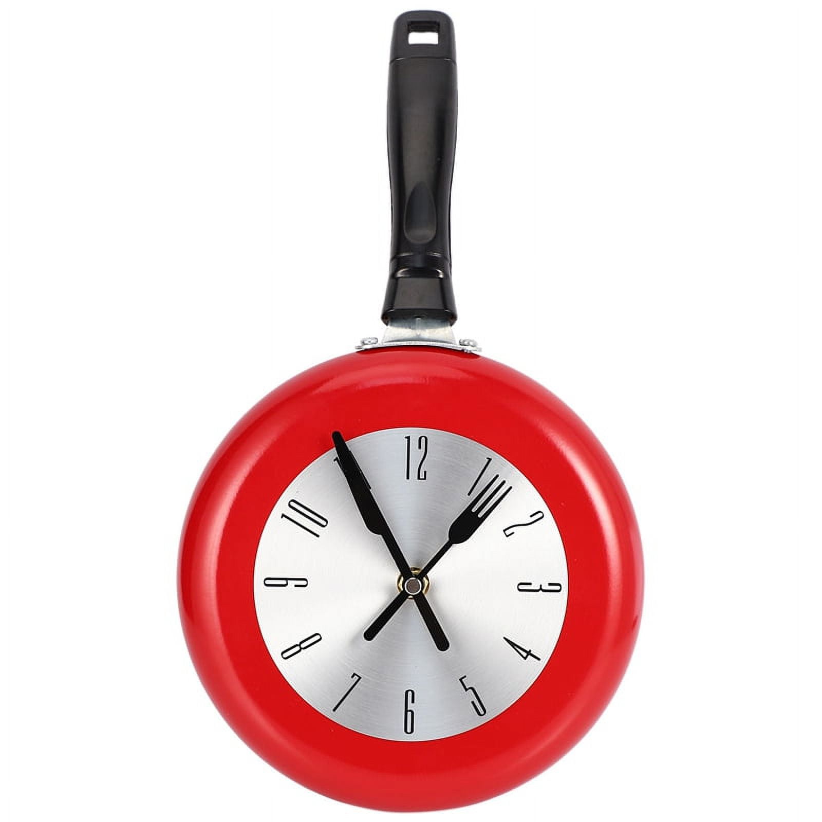 Wall Clock Metal Frying Pan Design 8 inch Clocks Kitchen Decoration ...