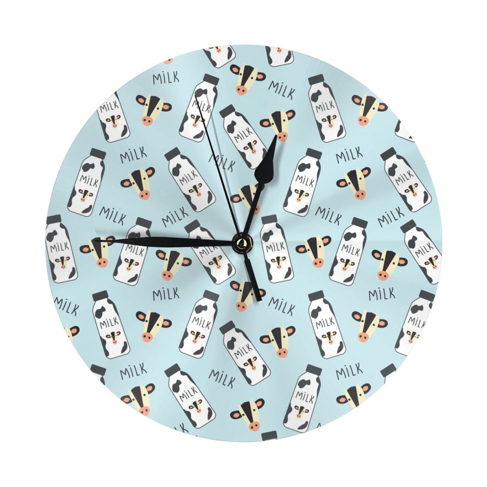 Wall Clock, Milk Bottles And Cow Head Wall Clocks Battery Operated ...