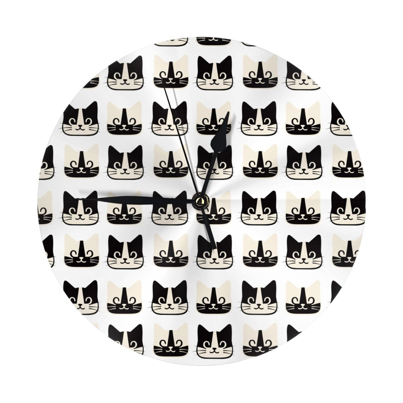Wall Clock, Minimalist Cute Cartoon Cat Face Wall Clocks Battery ...