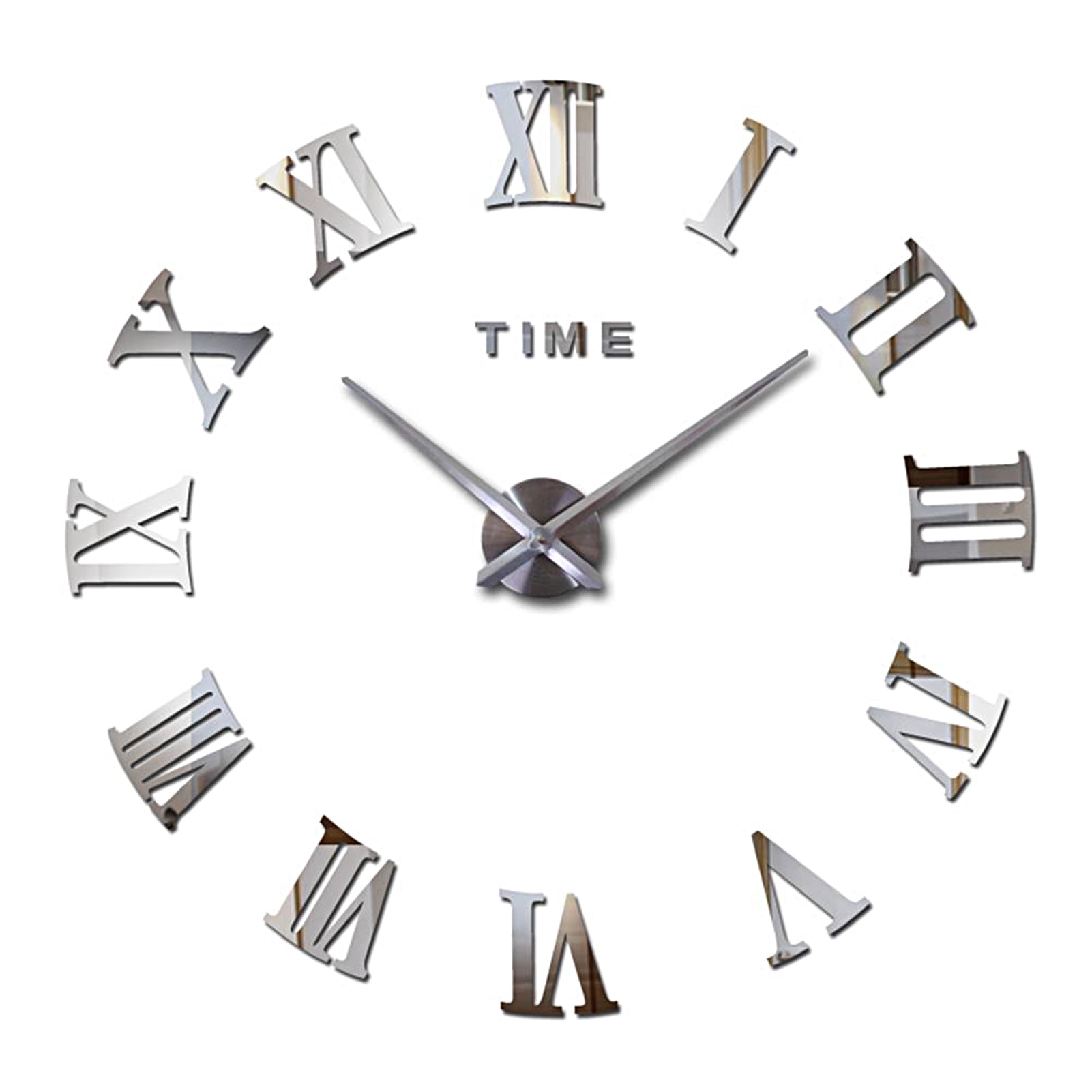 Wall Clock Mirror Surface Wall-mounted Modern Style Battery-operated ...