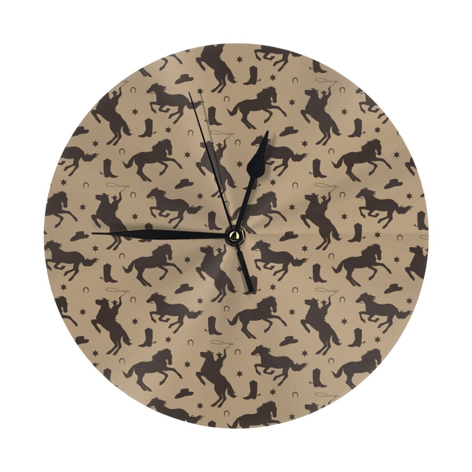Wall Clock, Modern Minimalist Cowboy Horse Wall Clocks Battery Operated ...