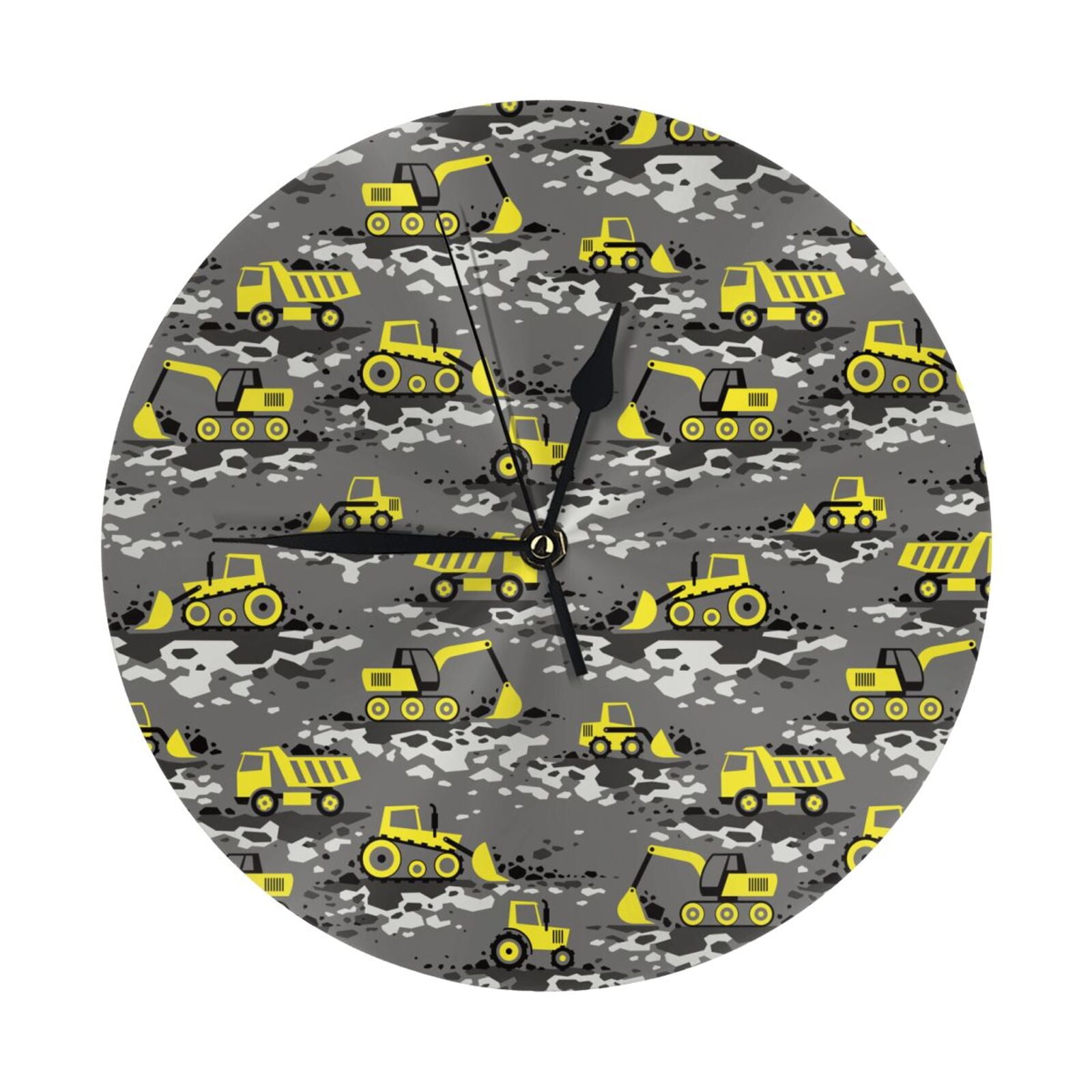 Wall Clock Modern yellow excavator Wall Clocks Battery Operated, Modern ...