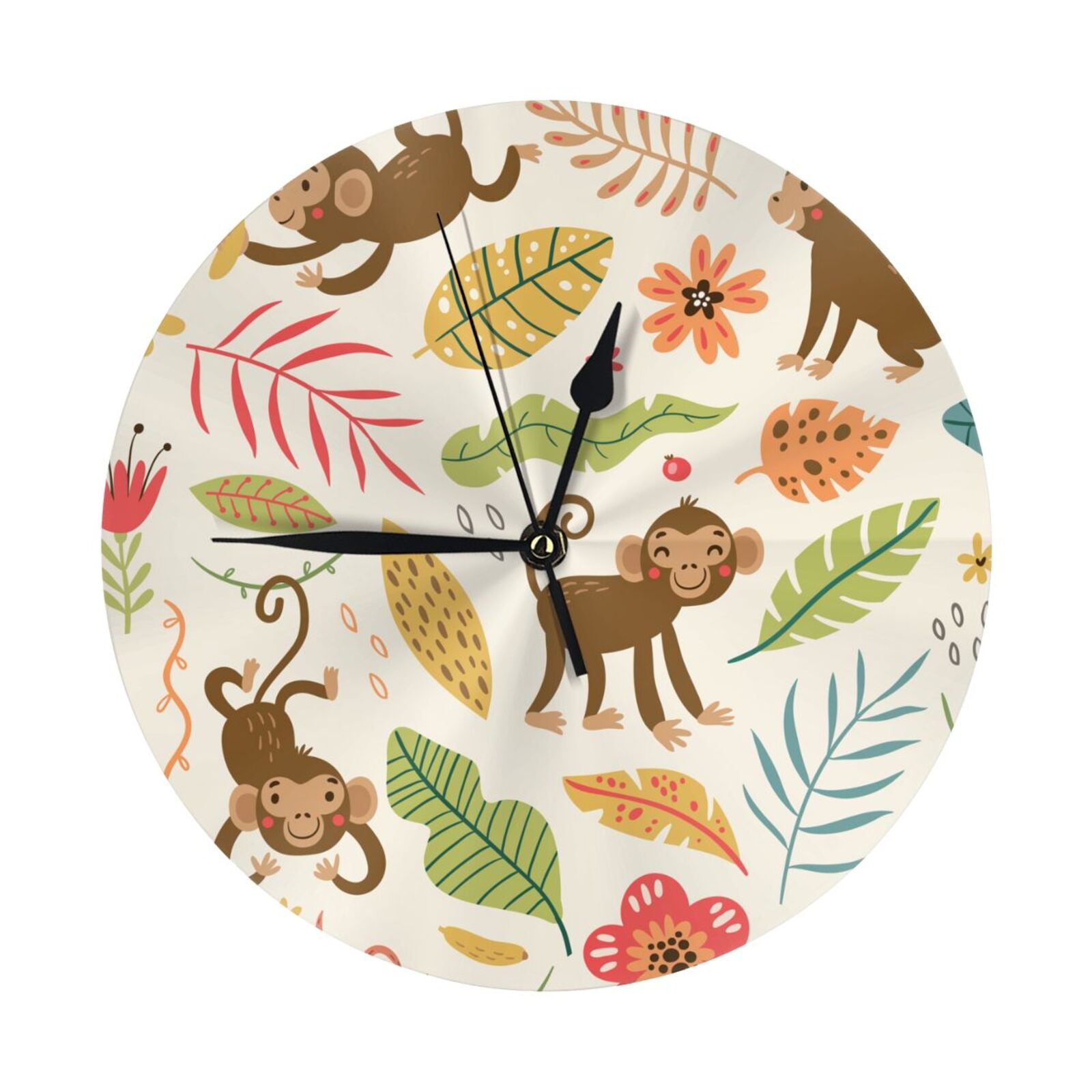 Wall Clock Monkeys in the Jungle Wall Clocks Battery Operated, Modern ...