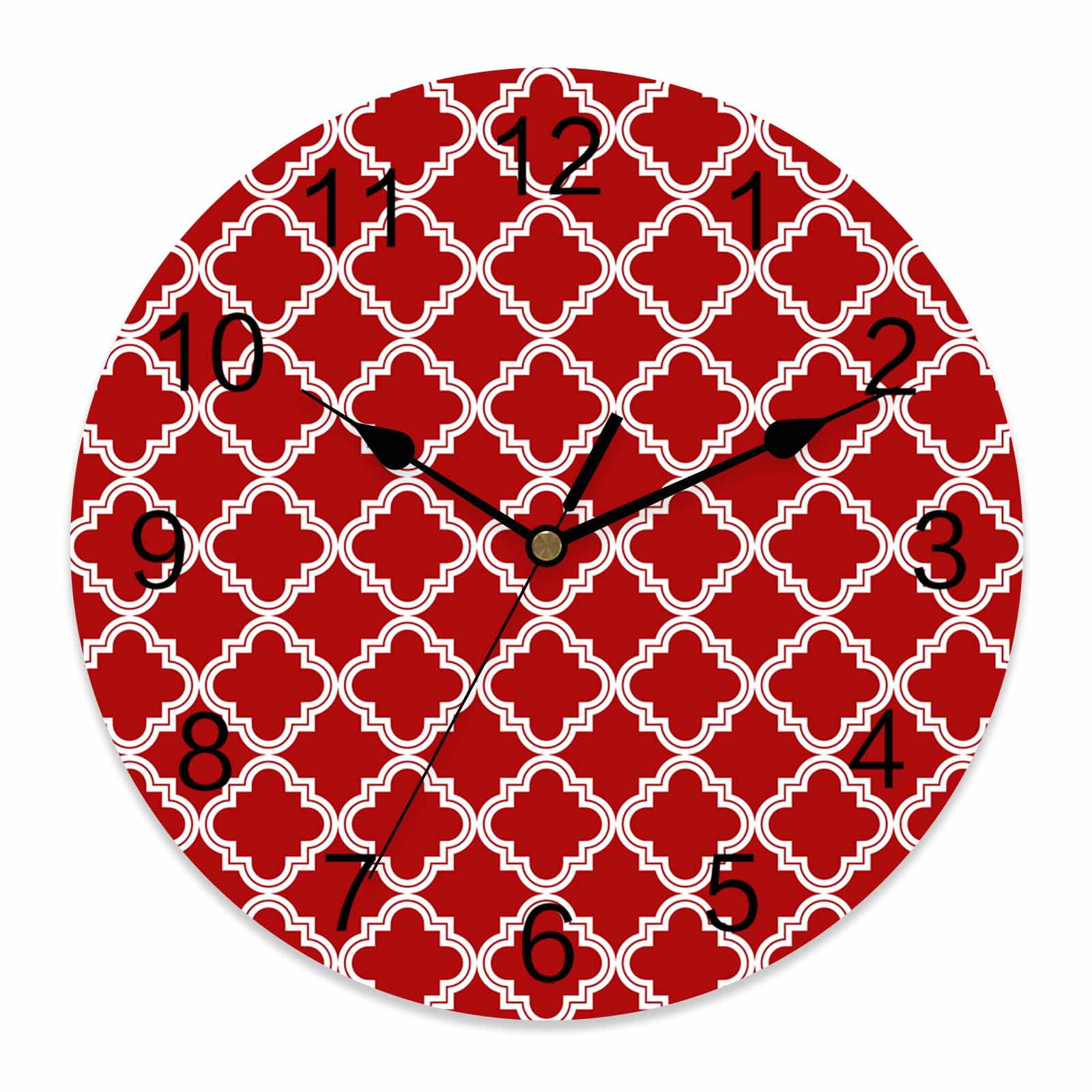 Wall Clock Moroccan Pattern Clocks PVC Silent Non-Ticking Battery ...
