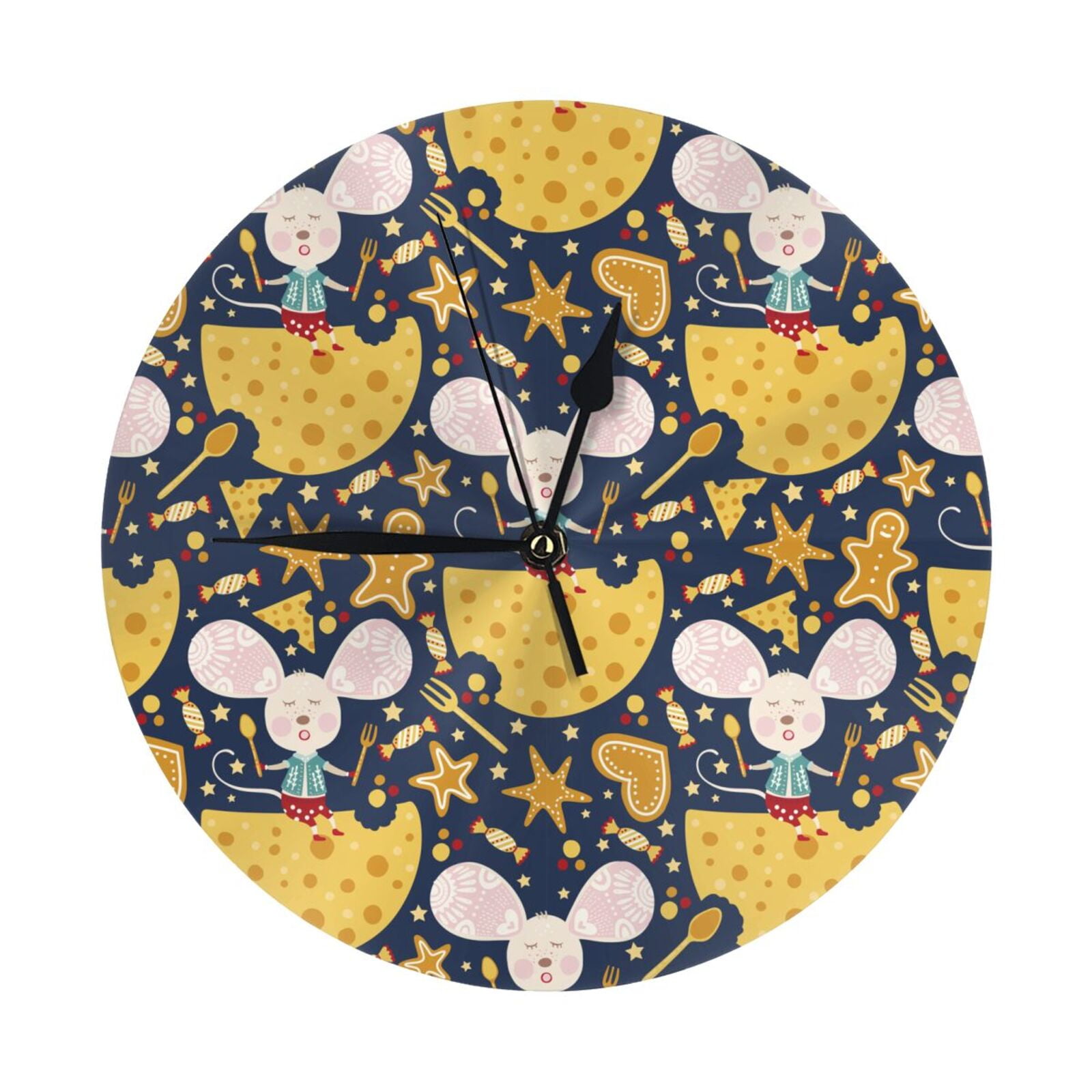 Wall Clock, Mouse Cheese Wall Clocks Battery Operated Silent Kitchen ...