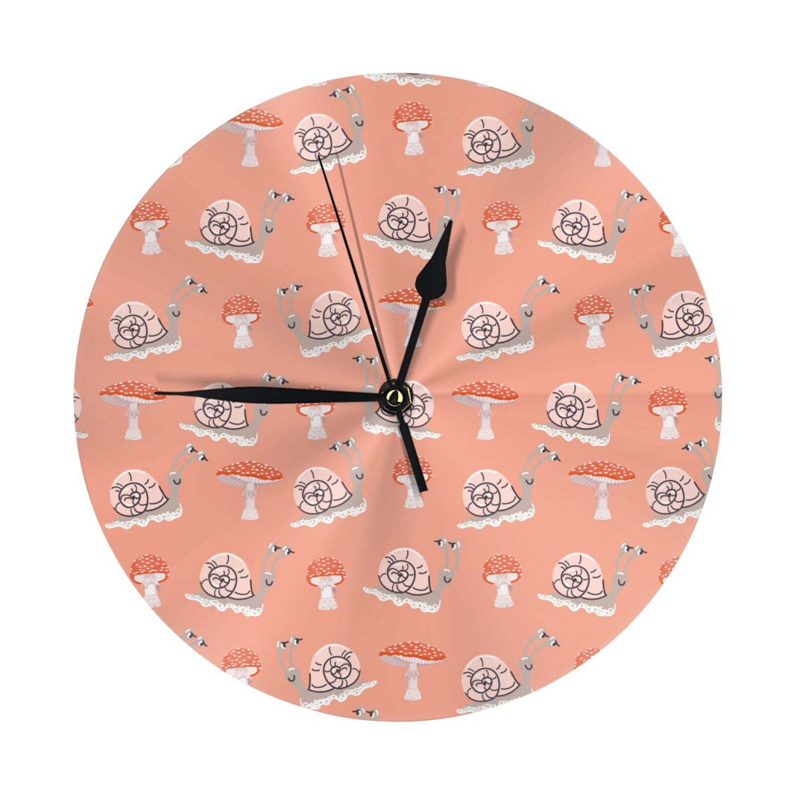 Wall Clock, Mushroom Snails Wall Clocks Battery Operated Silent Kitchen ...