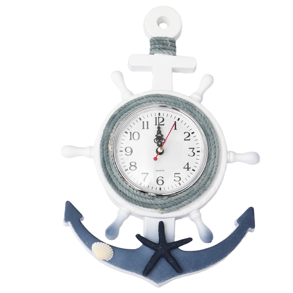 Nautical Anchor Wall Clock, Beach Steering Wheel Ship Hanging Decor ...