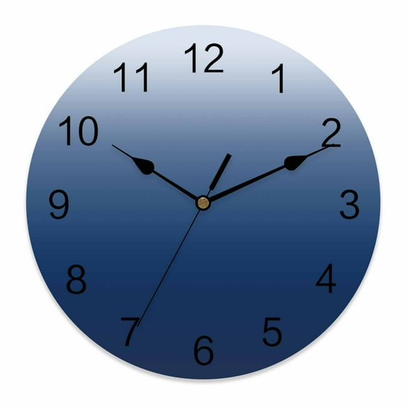 Wall Clock Navy Blue Clocks PVC Silent Non-Ticking Battery Operated ...