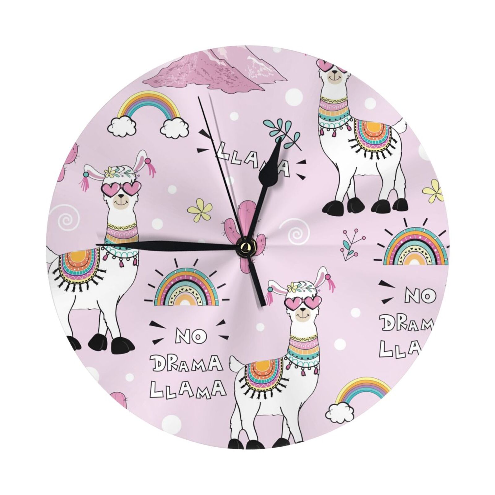Wall Clock No Drama Llama Wall Clocks Battery Operated, Modern Wall ...