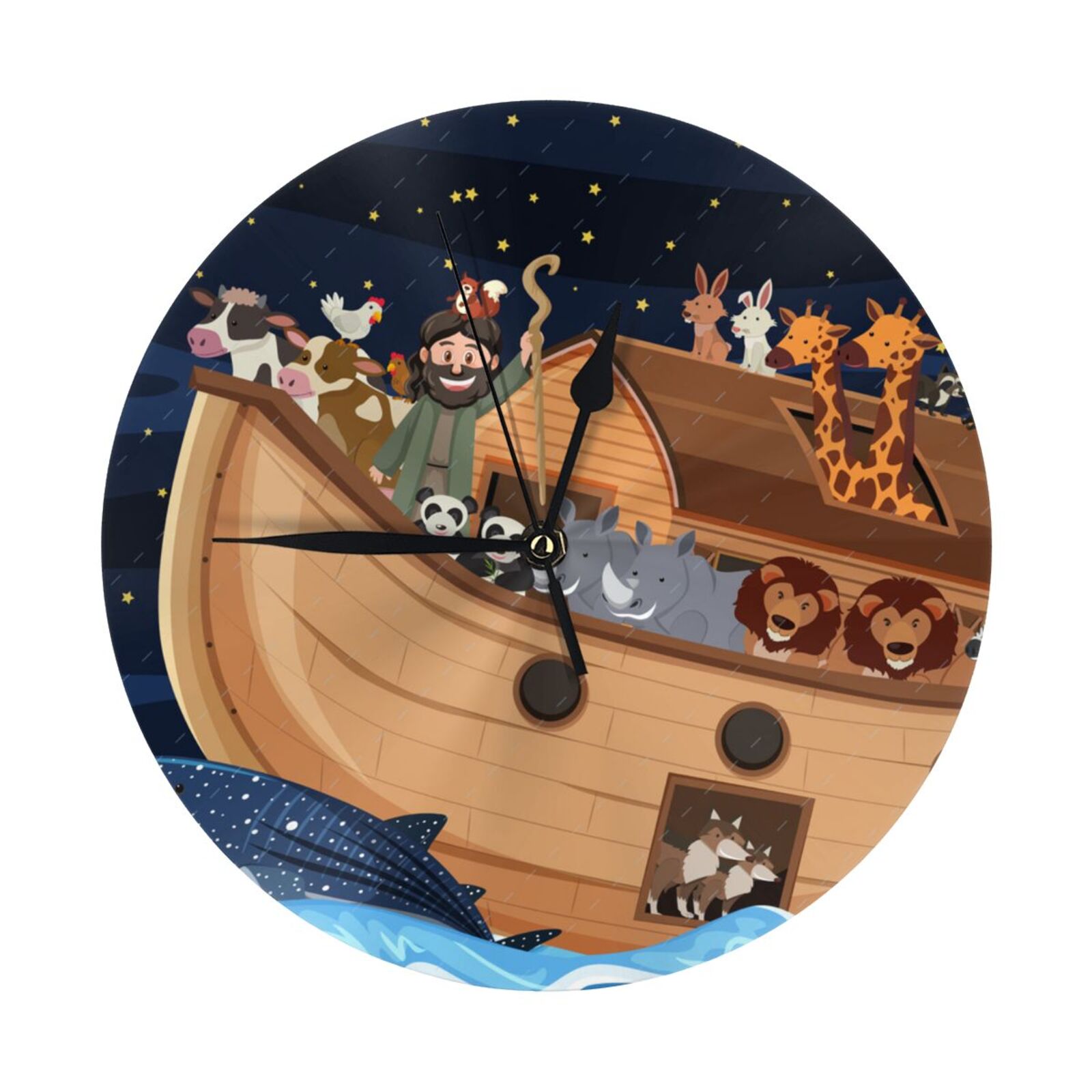 Wall Clock, Ocean Scene with Noah's Ark Wall Clocks Battery Operated ...