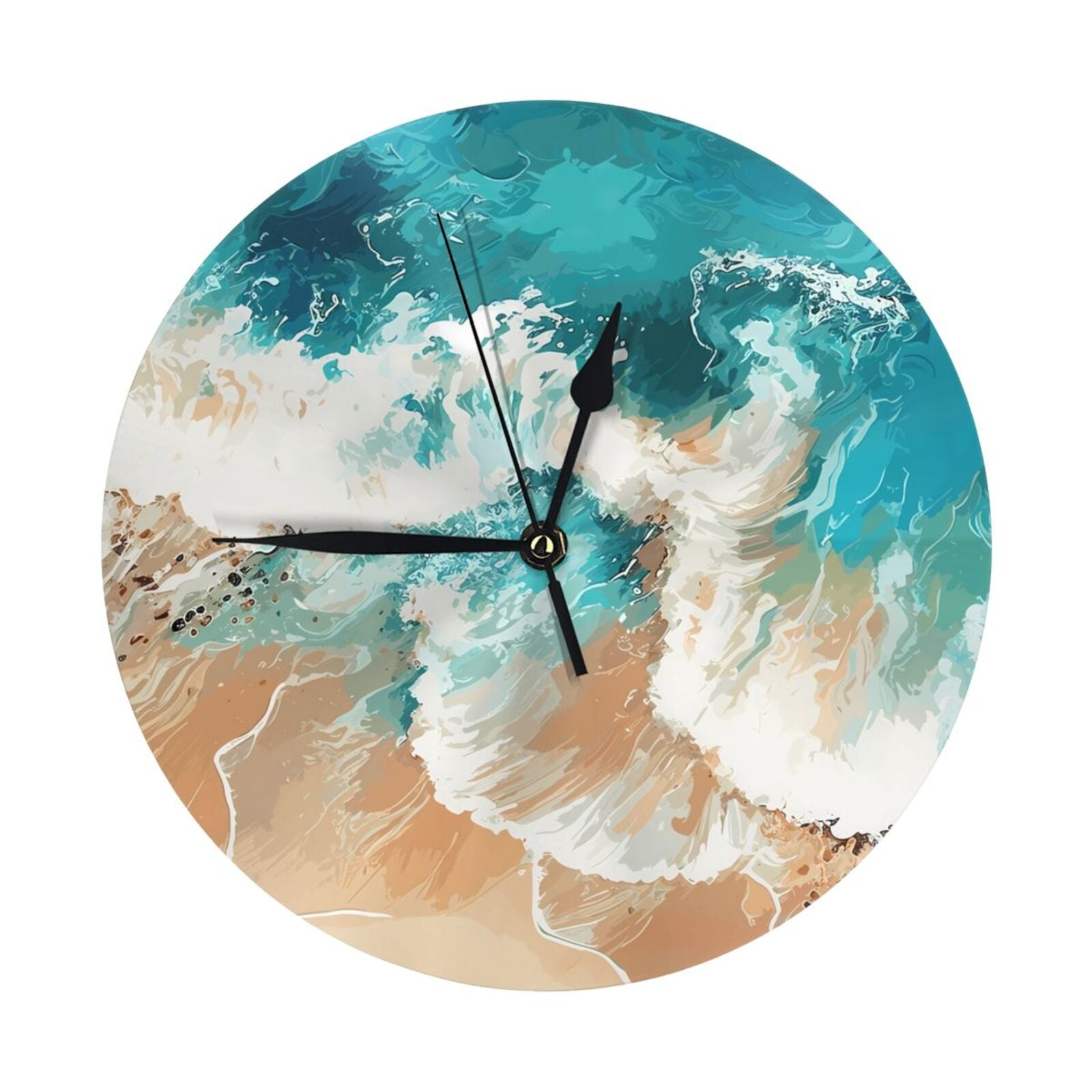 Wall Clock, Ocean Wave Crash Wall Clocks Battery Operated Silent ...