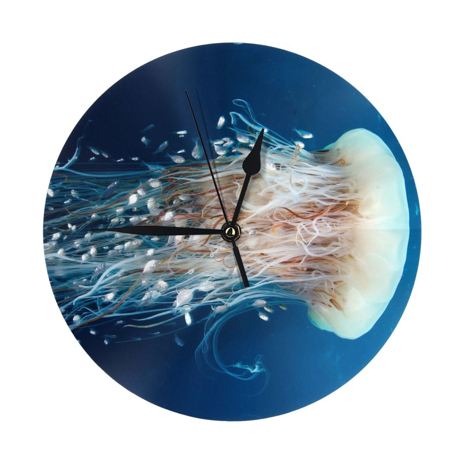 Wall Clock, Ocean White Jellyfish Dansing Wall Clocks Battery Operated ...