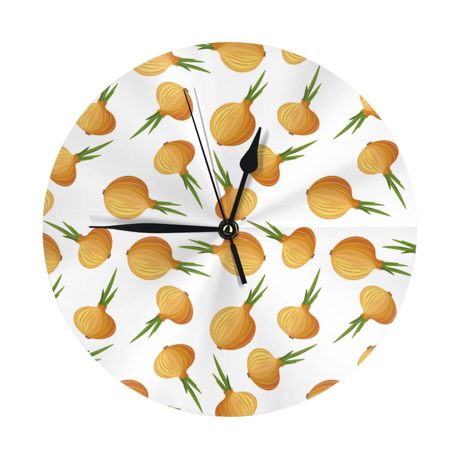 Wall Clock, Onion Pattern yellow Wall Clocks Battery Operated Silent ...