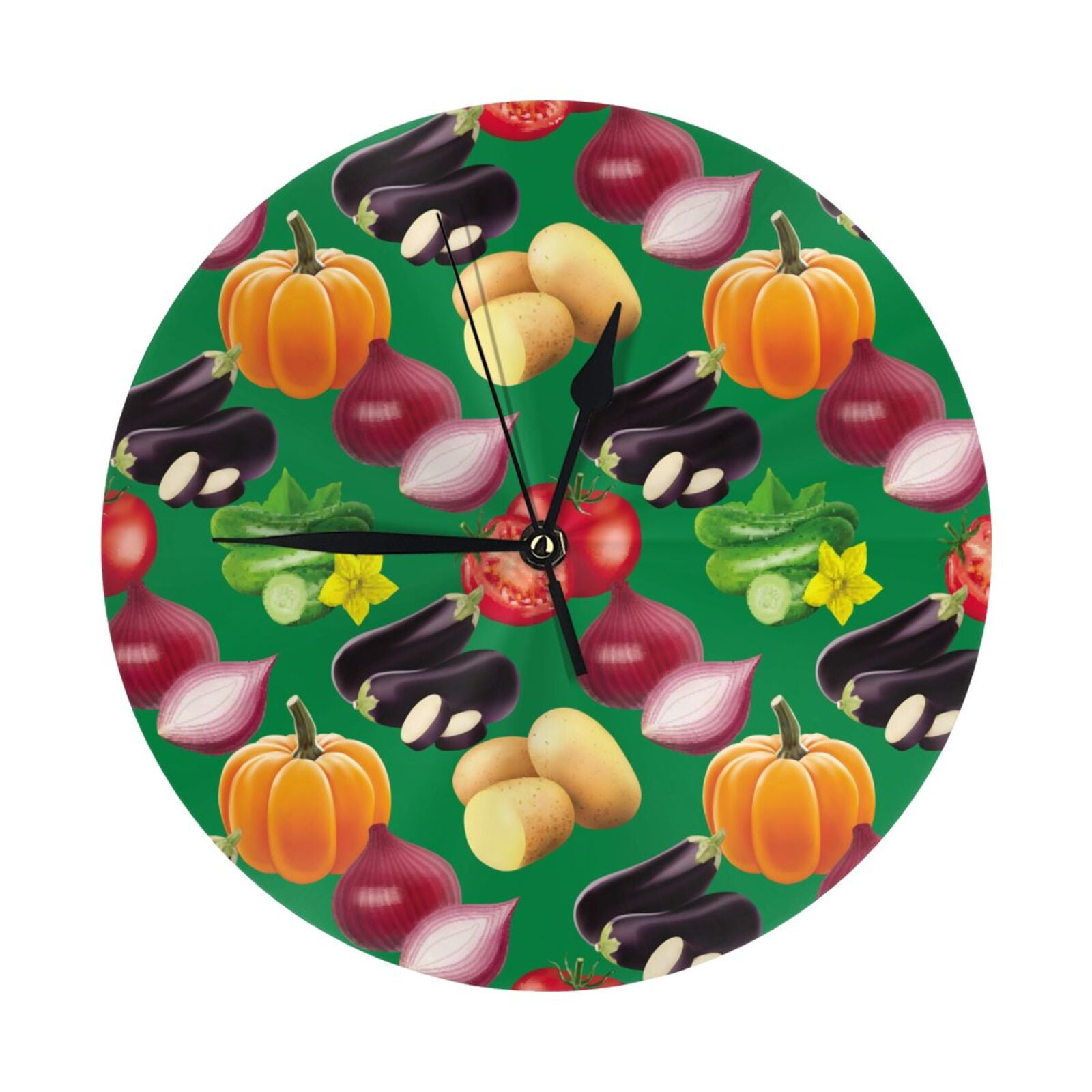 Wall Clock, Onion vegetable pumpkin Wall Clocks Battery Operated Silent ...