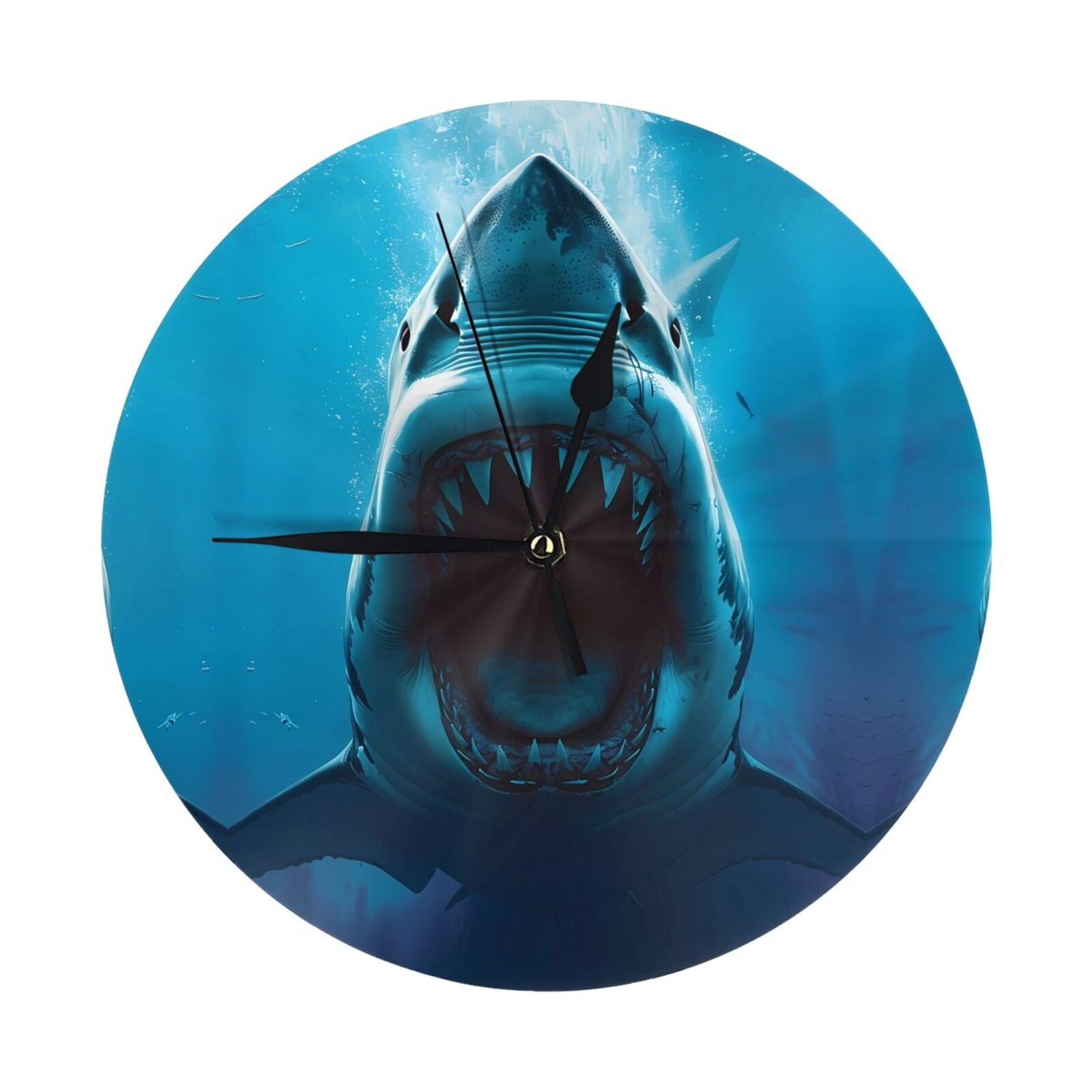 Wall Clock, Open-Mouthed Shark Wall Clocks Battery Operated Silent ...