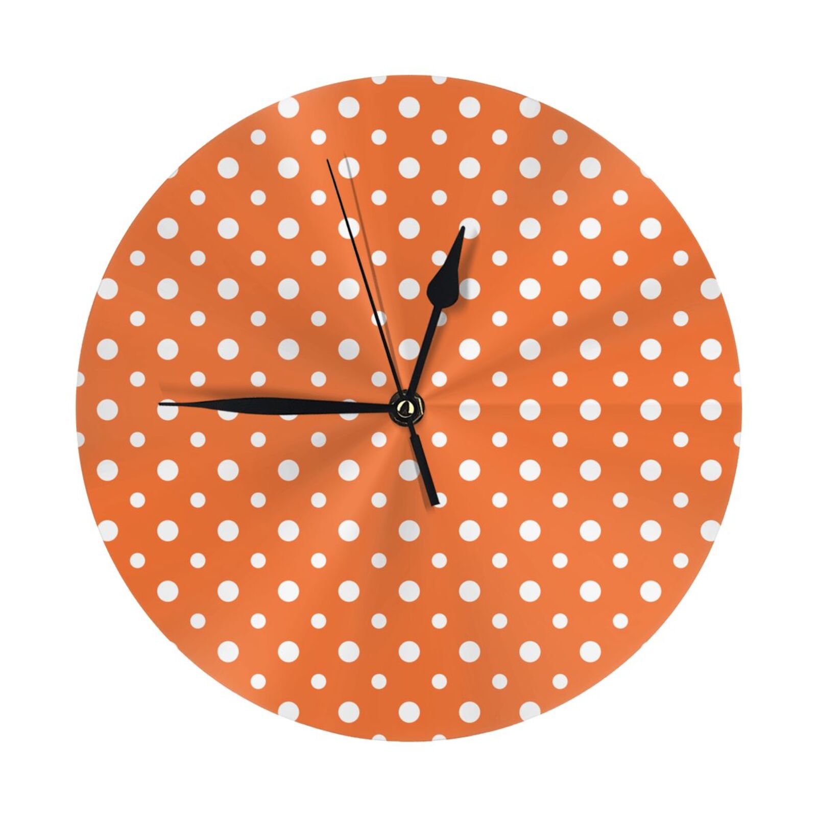 Wall Clock Orange And White Polka Dot Wall Clocks Battery Operated ...