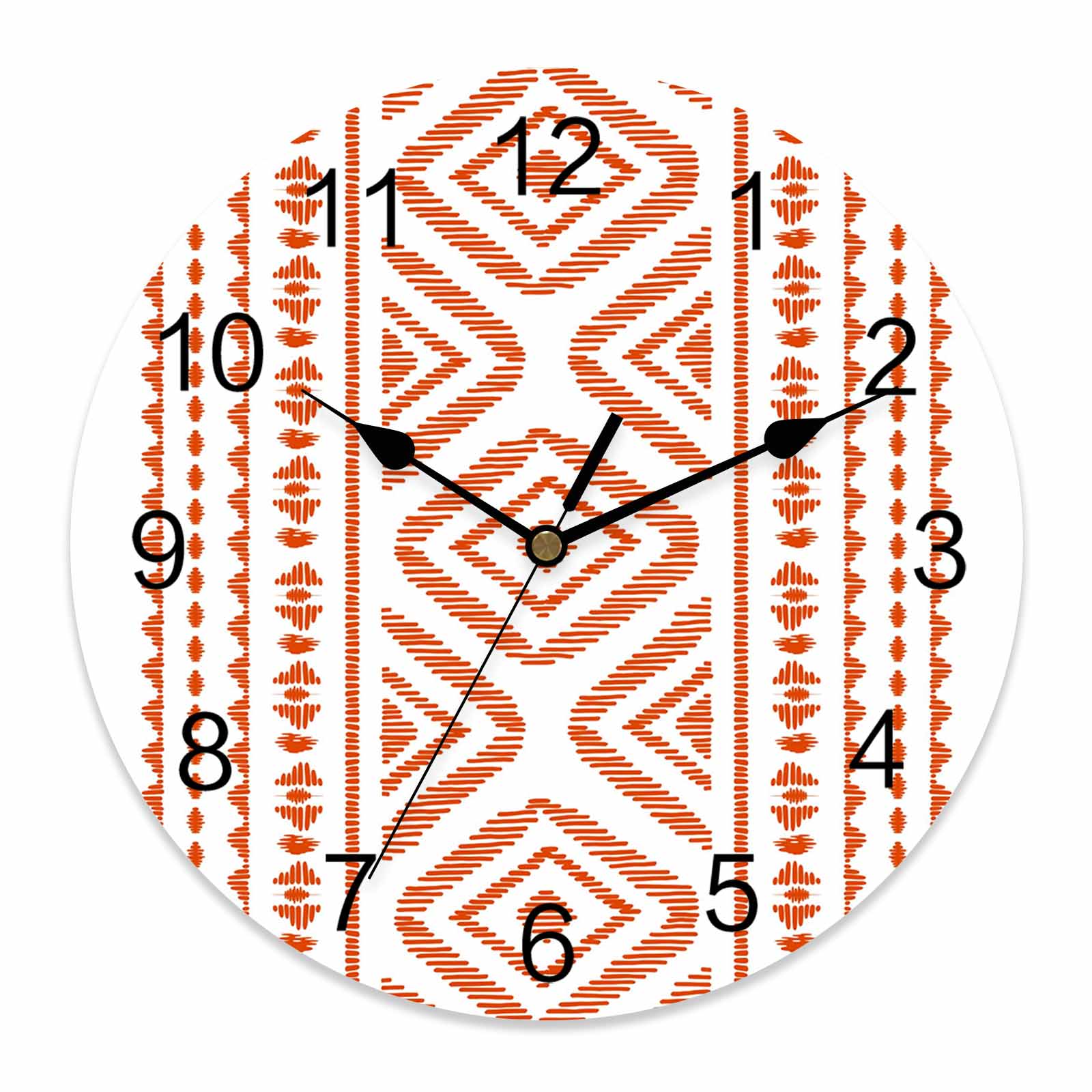 Wall Clock Orange Boho Clocks PVC Silent Non-Ticking Battery Operated ...