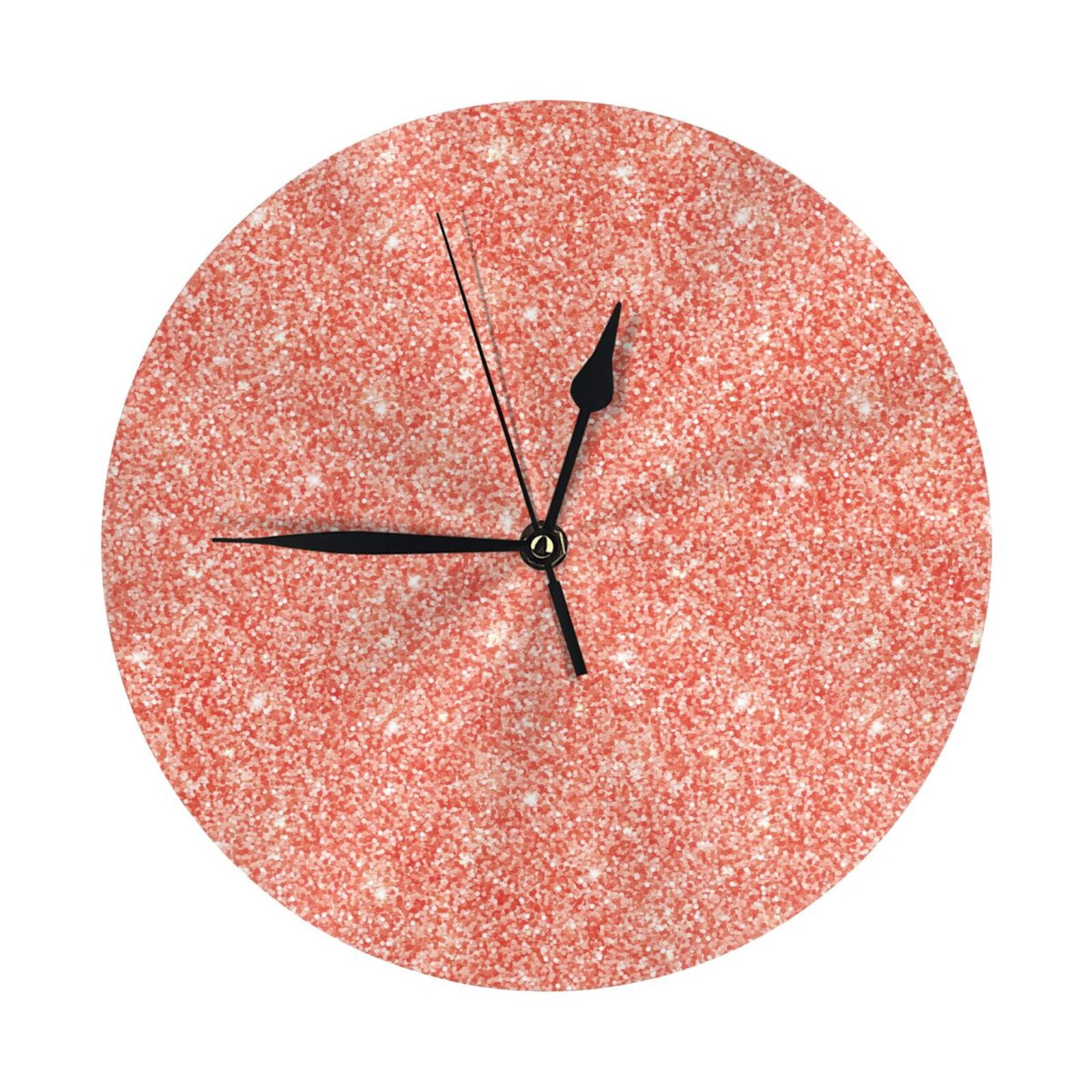 Wall Clock Orange Lightning glitter Print Wall Clocks Battery Operated ...