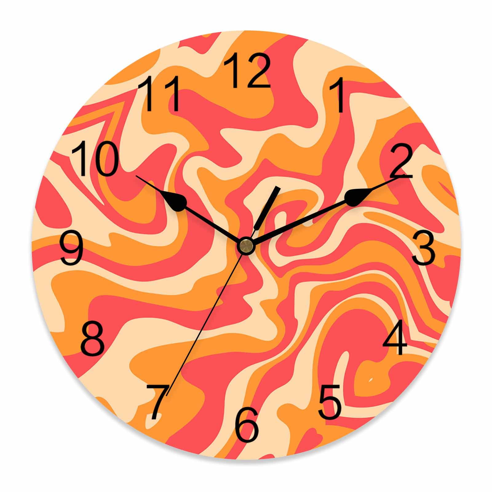 Wall Clock Orange Pink Spiral Swirl Clocks PVC Silent Non-Ticking ...