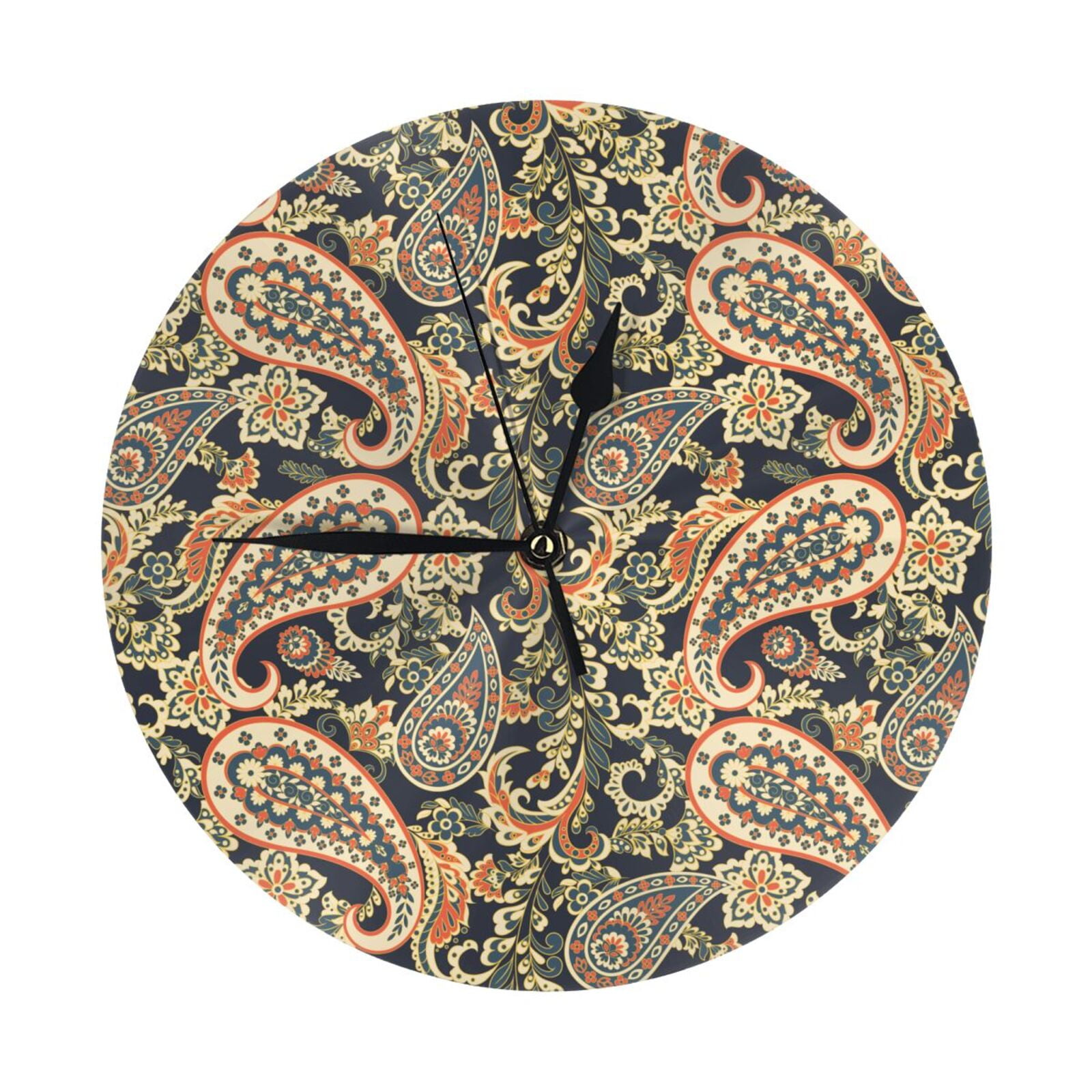 Wall Clock Paisley Pattern No.9086 Wall Clocks Battery Operated, Modern ...