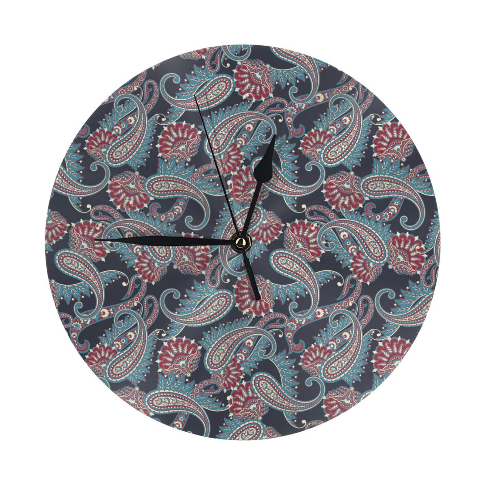 Wall Clock Paisley Print No.J915 Wall Clocks Battery Operated, Modern ...