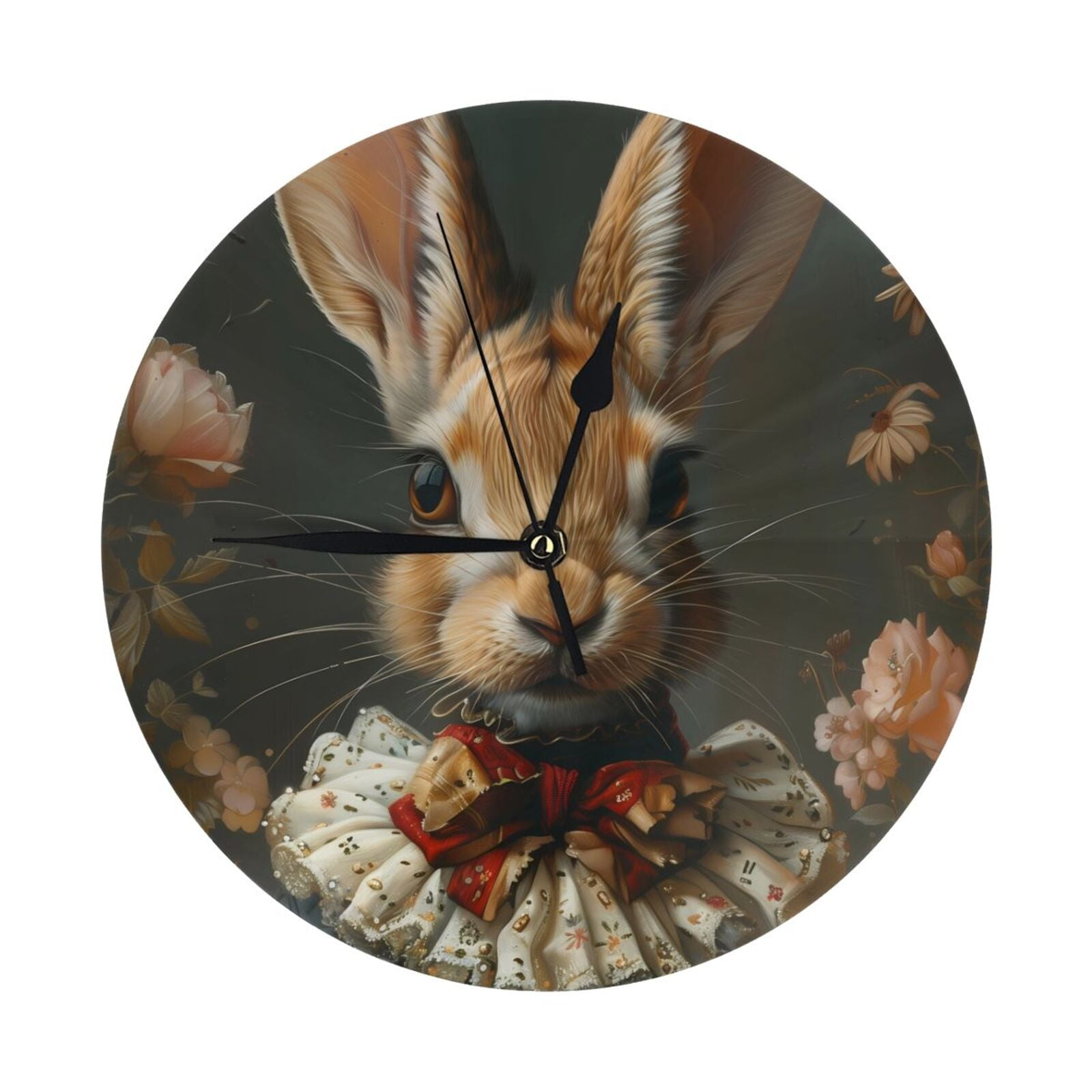 Wall Clock, Palatial Style Flower Rabbit Wall Clocks Battery Operated ...