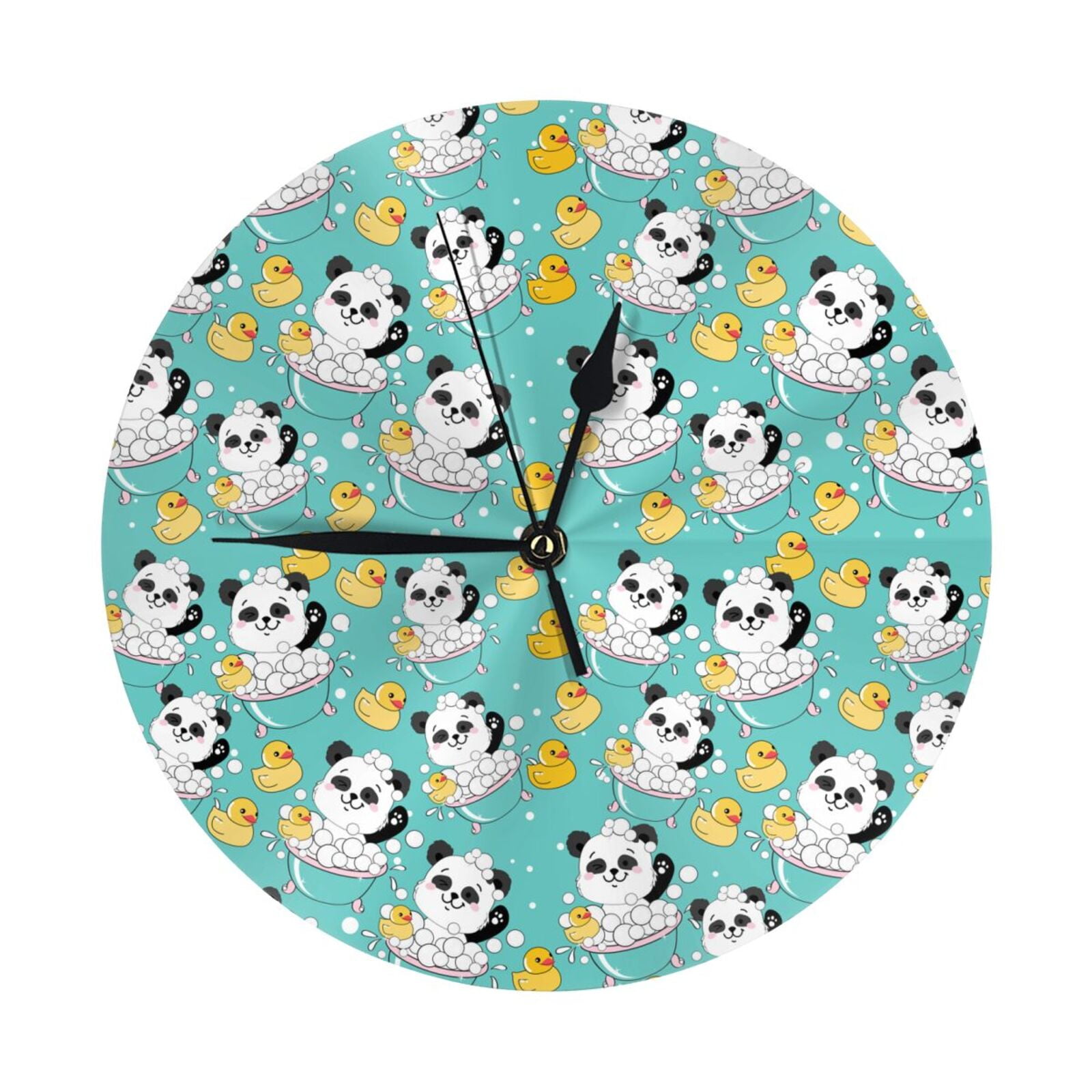 Wall Clock Panda Bathing Wall Clocks Battery Operated, Modern Wall ...