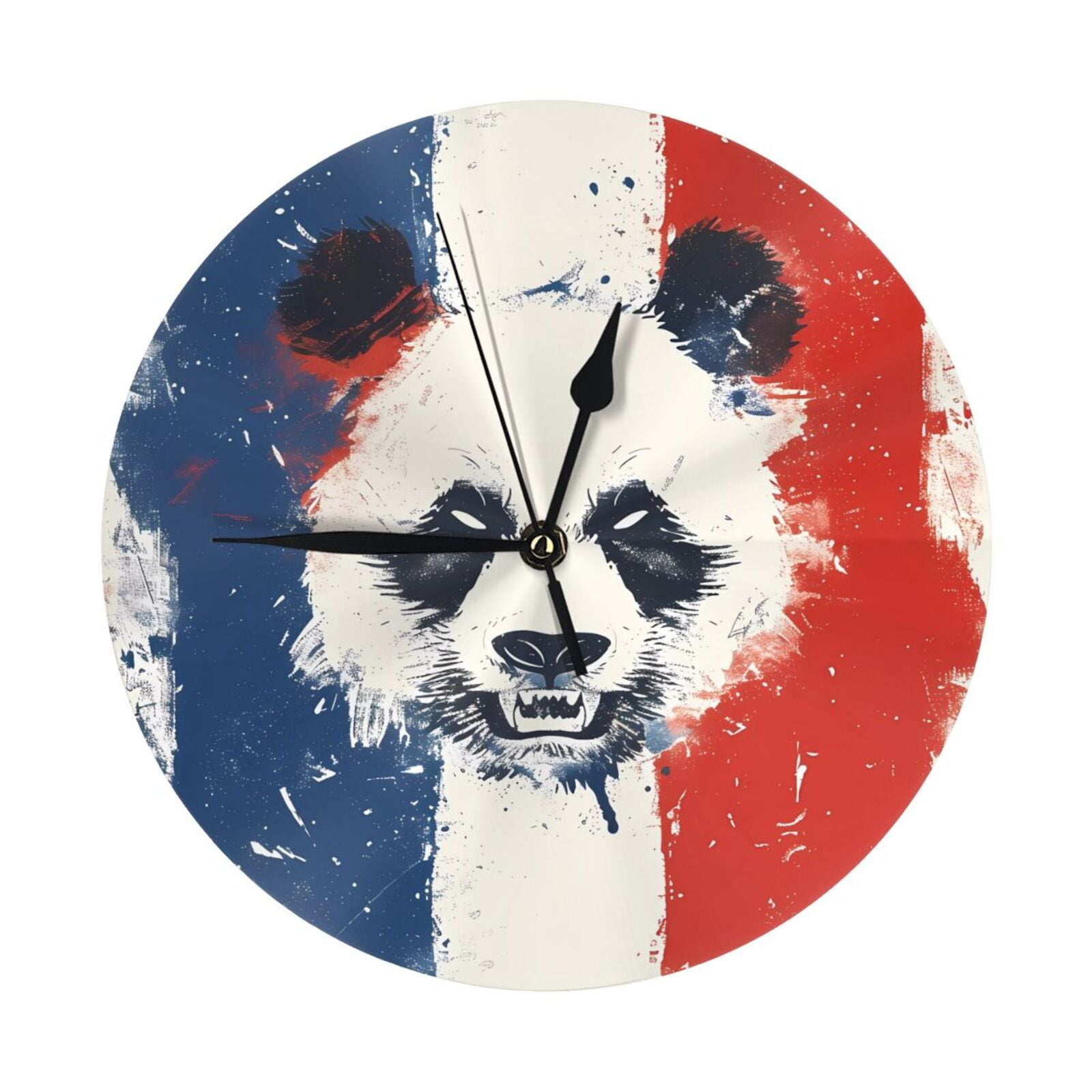 Wall Clock, Panda Graffiti Art Wall Clocks Battery Operated Silent ...