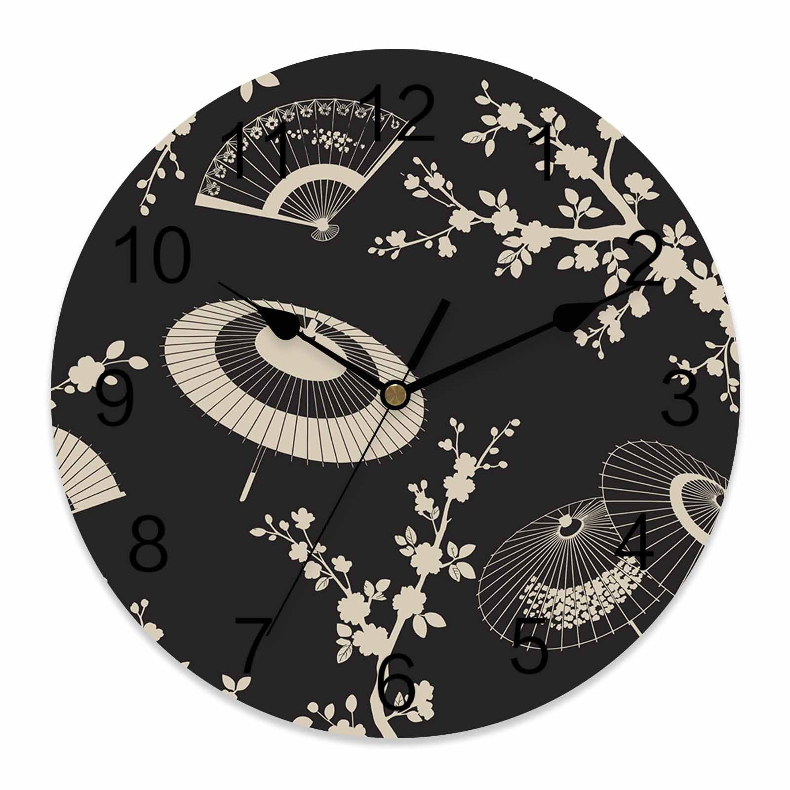 Wall Clock Paper Fan Clocks PVC Silent Non-Ticking Battery Operated ...