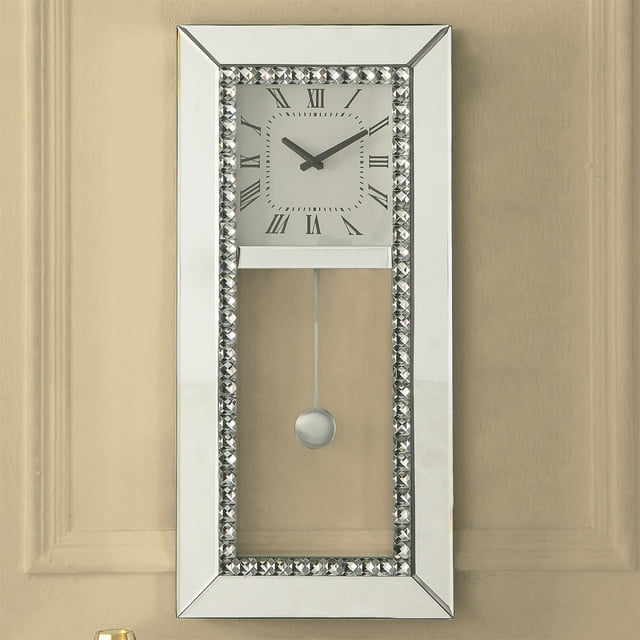 Wall Clock, Pendulum Wall Clock with Mirrored and Faux Crystal Diamonds ...