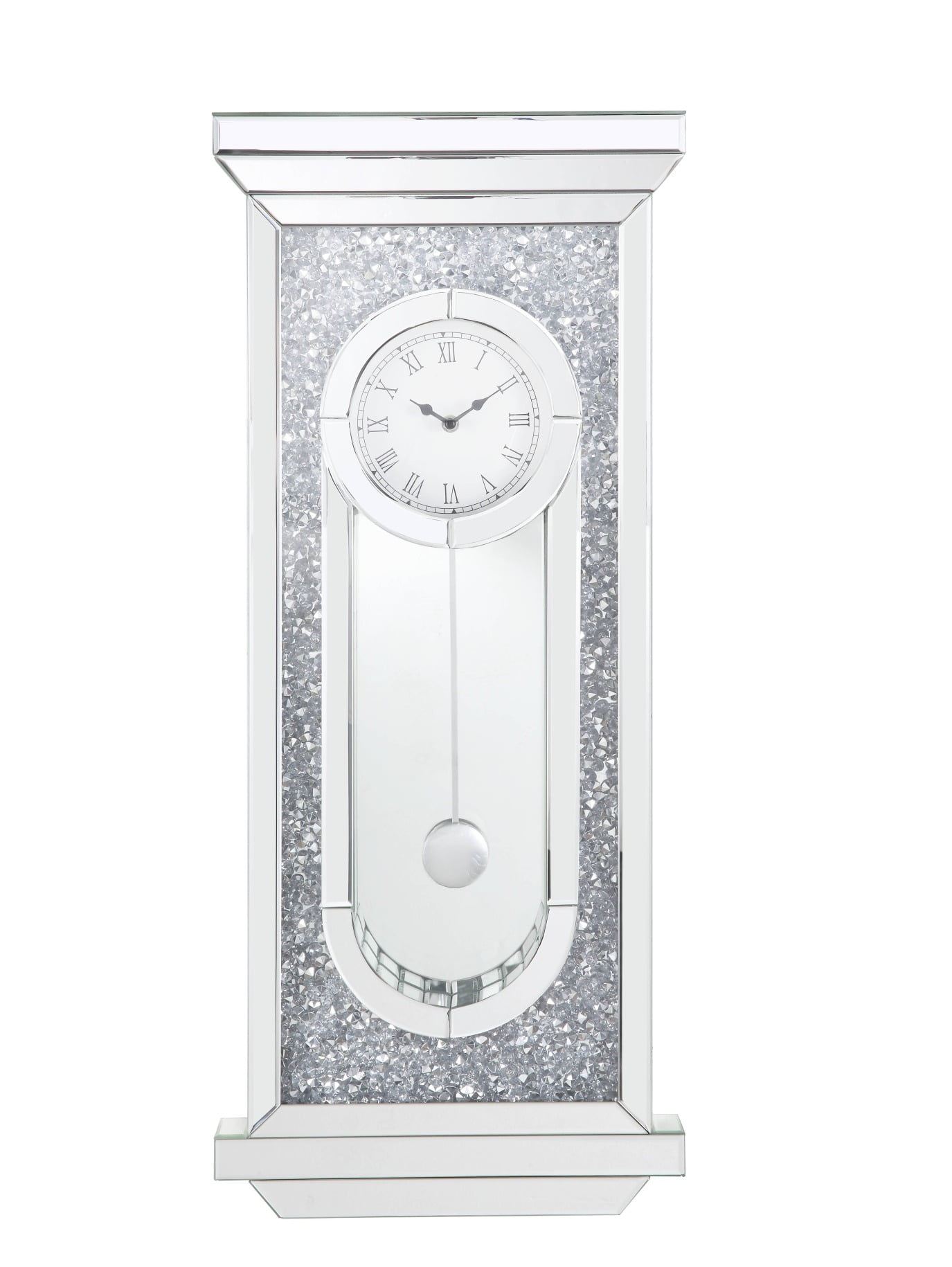 Wall Clock, Pendulum Wall Clock with Mirrored and Faux Diamonds ...