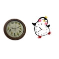 Wall Clock Penguin Singing Bird Silent Sweep Movement Lightweight Wood ...