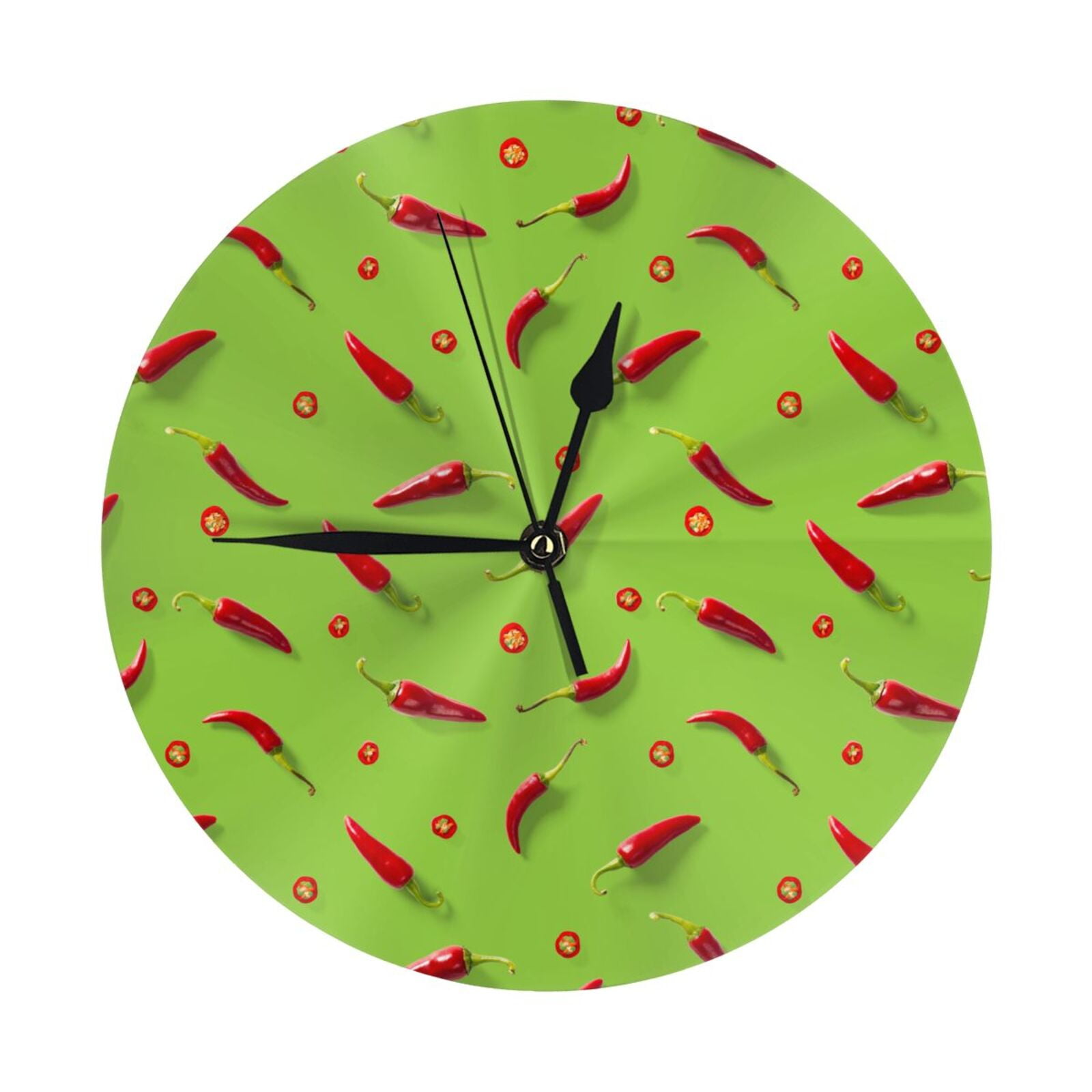 Wall Clock, Pepper green Wall Clocks Battery Operated Silent Kitchen ...