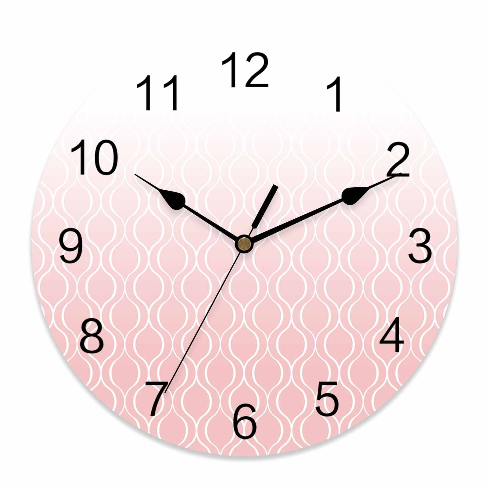 Wall Clock Pink Geometric Clocks PVC Silent Non-Ticking Battery ...