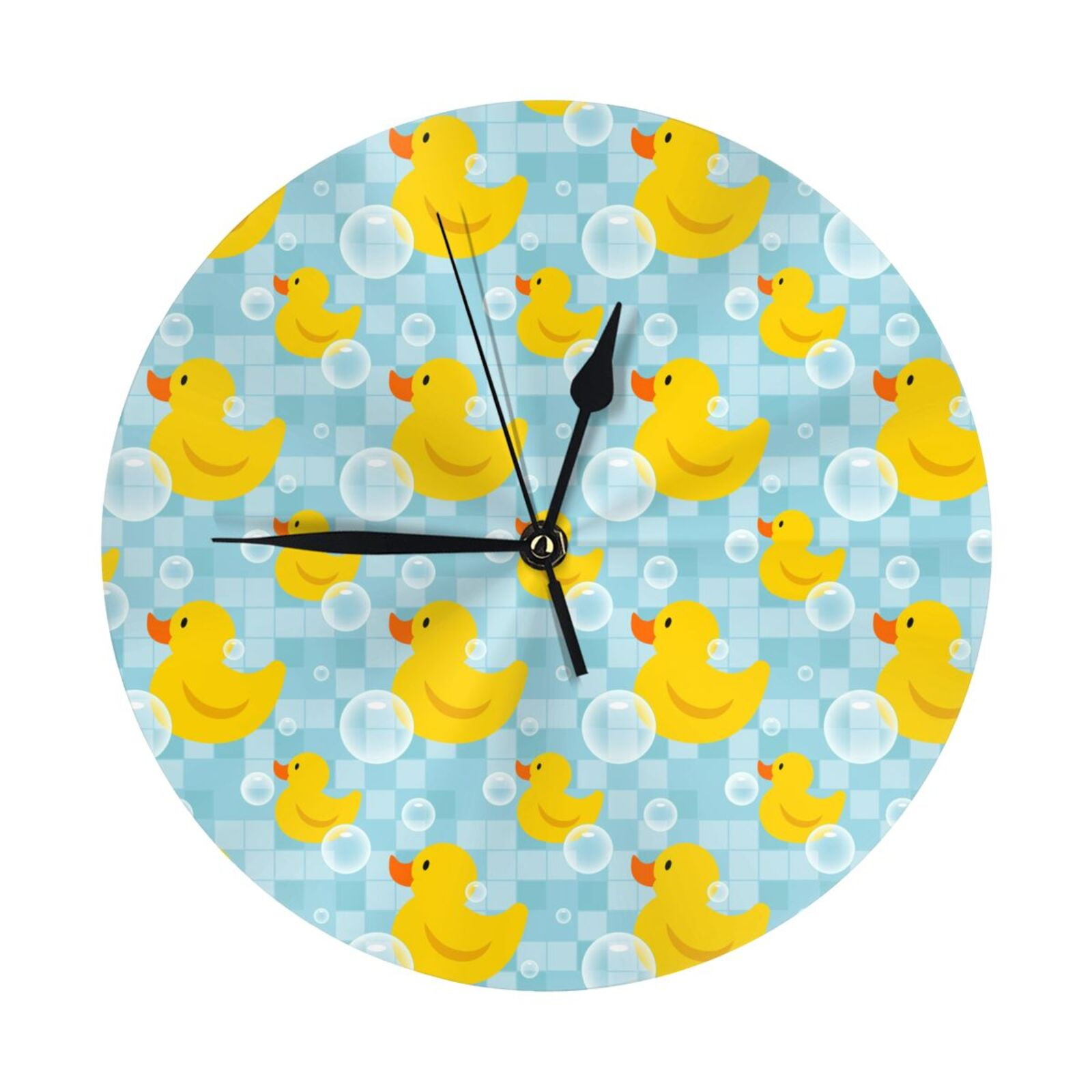 Wall Clock, Plaid Cartoon Cute Duck Bubble Wall Clocks Battery Operated ...