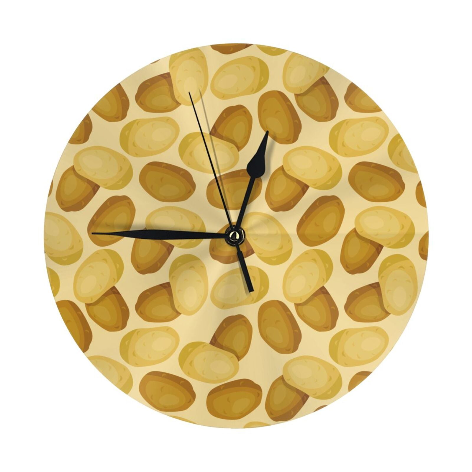 Wall Clock, Potato print Wall Clocks Battery Operated Silent Kitchen ...