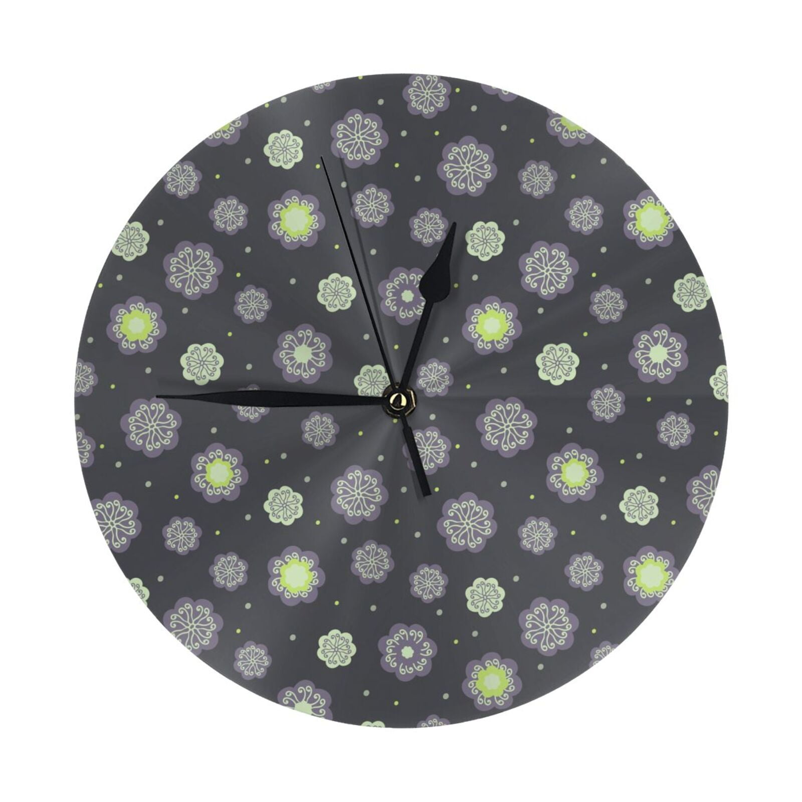 Wall Clock, Purple Flower Wall Clocks Battery Operated Silent Kitchen ...
