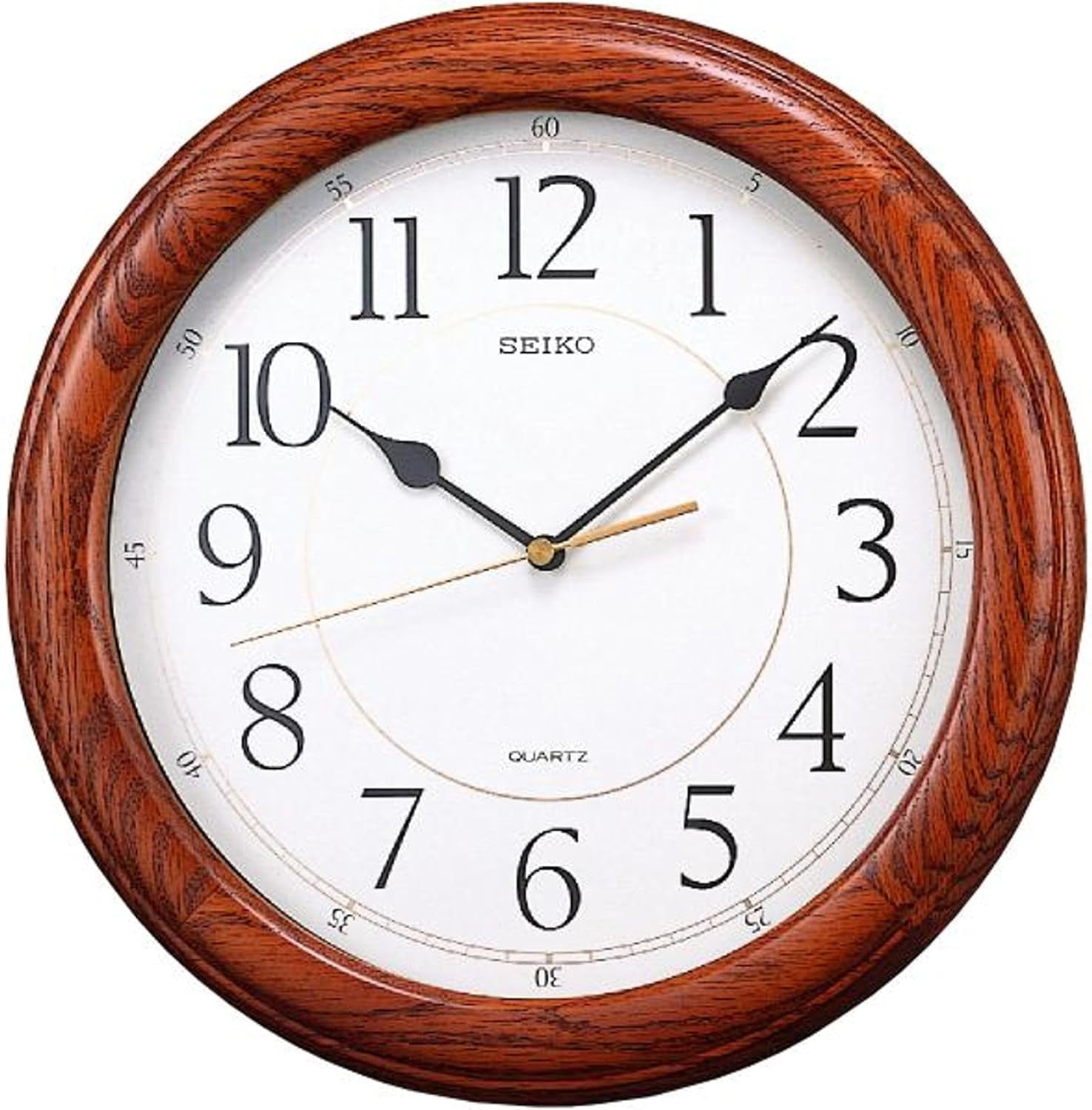 Wall Clock Quiet Sweep Second Hand Dark Brown Solid Oak Case - Walmart.com