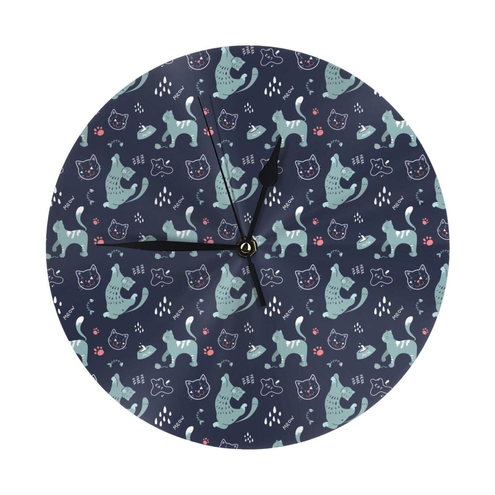 Wall Clock Quirky Cute Cartoon Cat Wall Clocks Battery Operated, Modern ...
