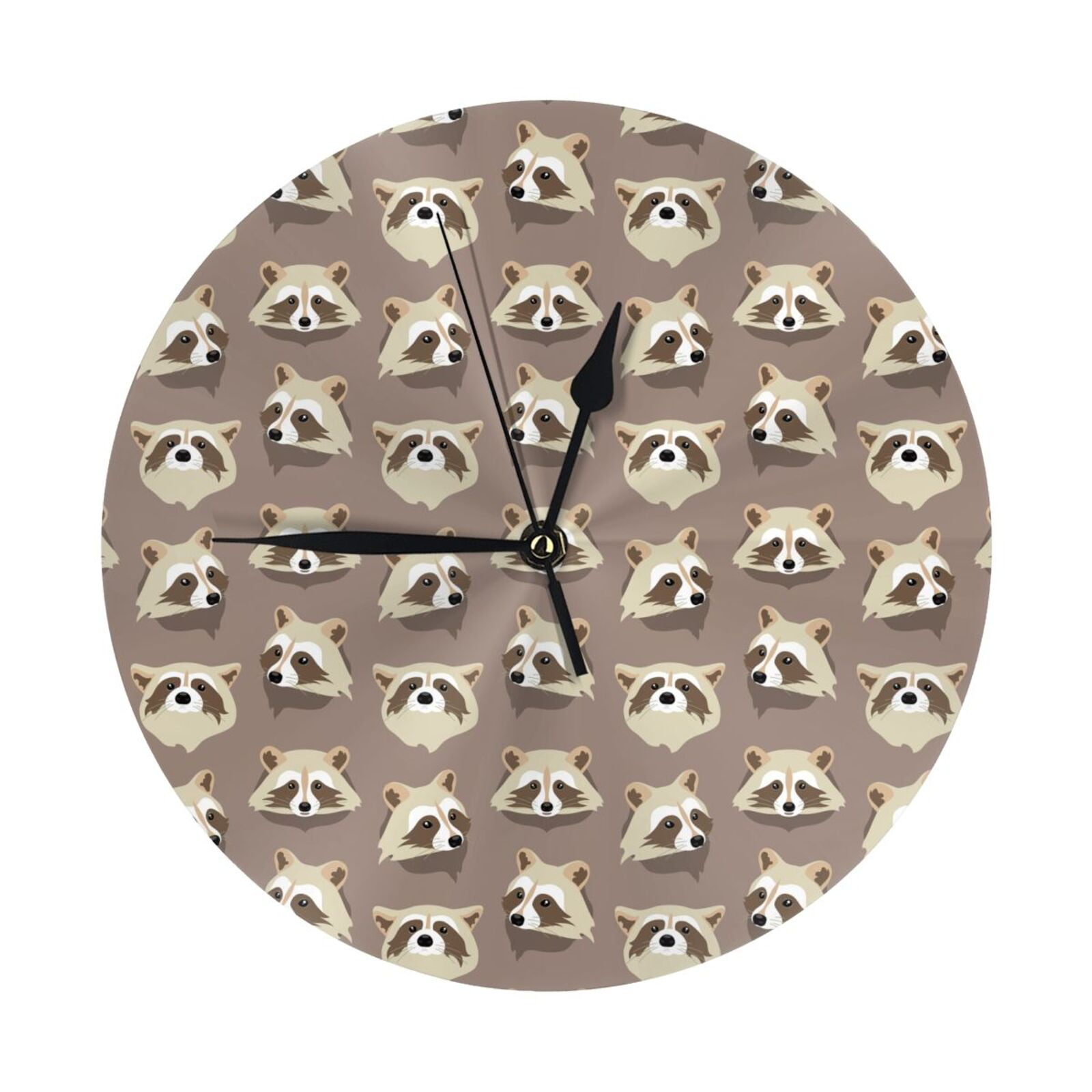 Wall Clock, Raccoon Wall Clocks Battery Operated Silent Kitchen Office ...