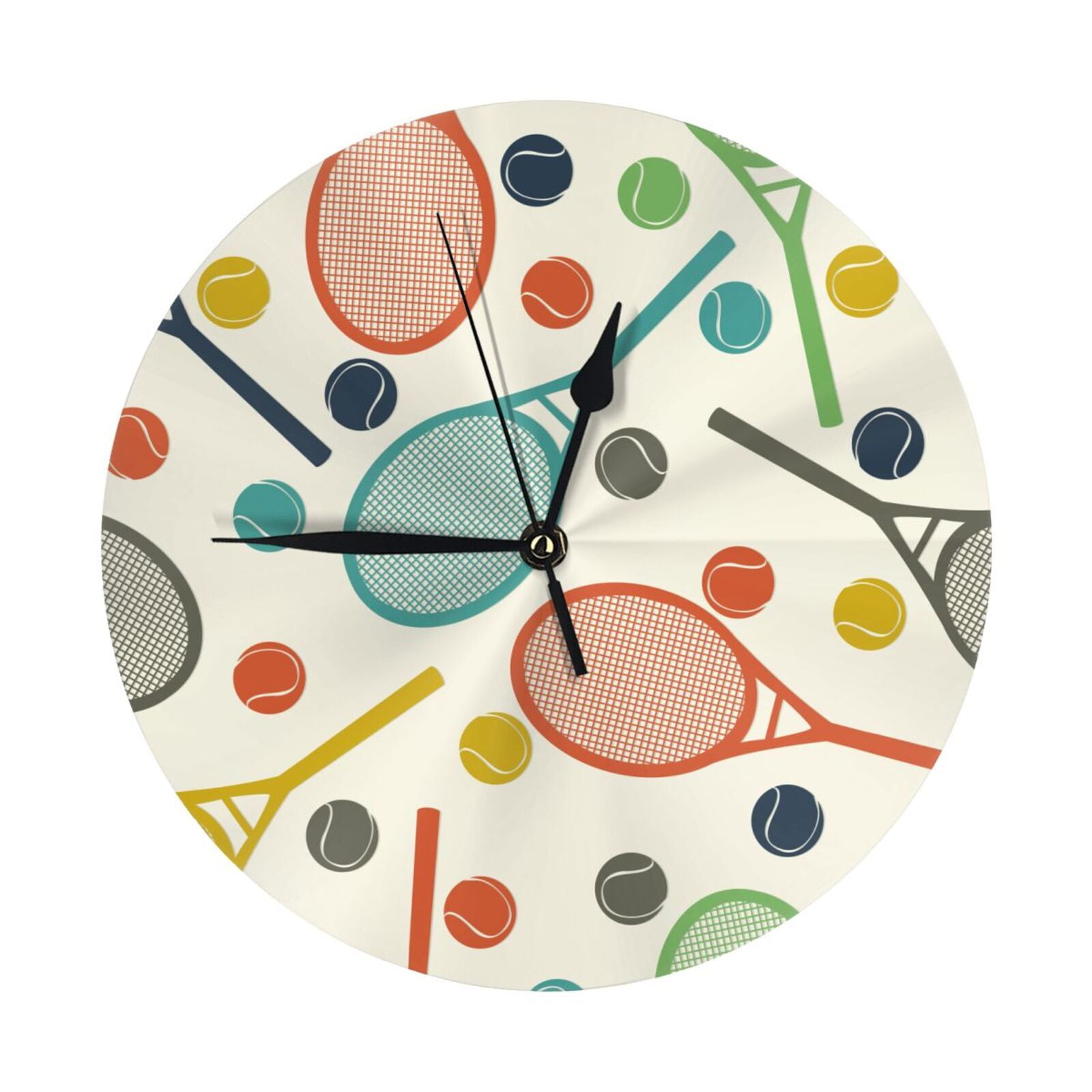 Wall Clock, Racket and Tennis Ball Wall Clocks Battery Operated Silent ...
