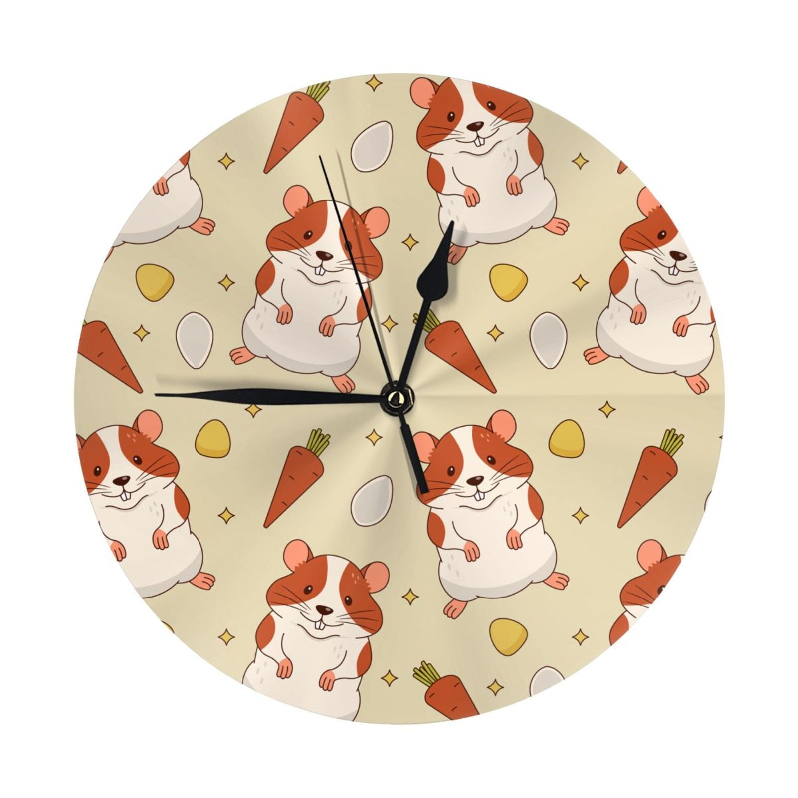 Wall Clock, Radish Cartoon Cute Hamster Wall Clocks Battery Operated ...