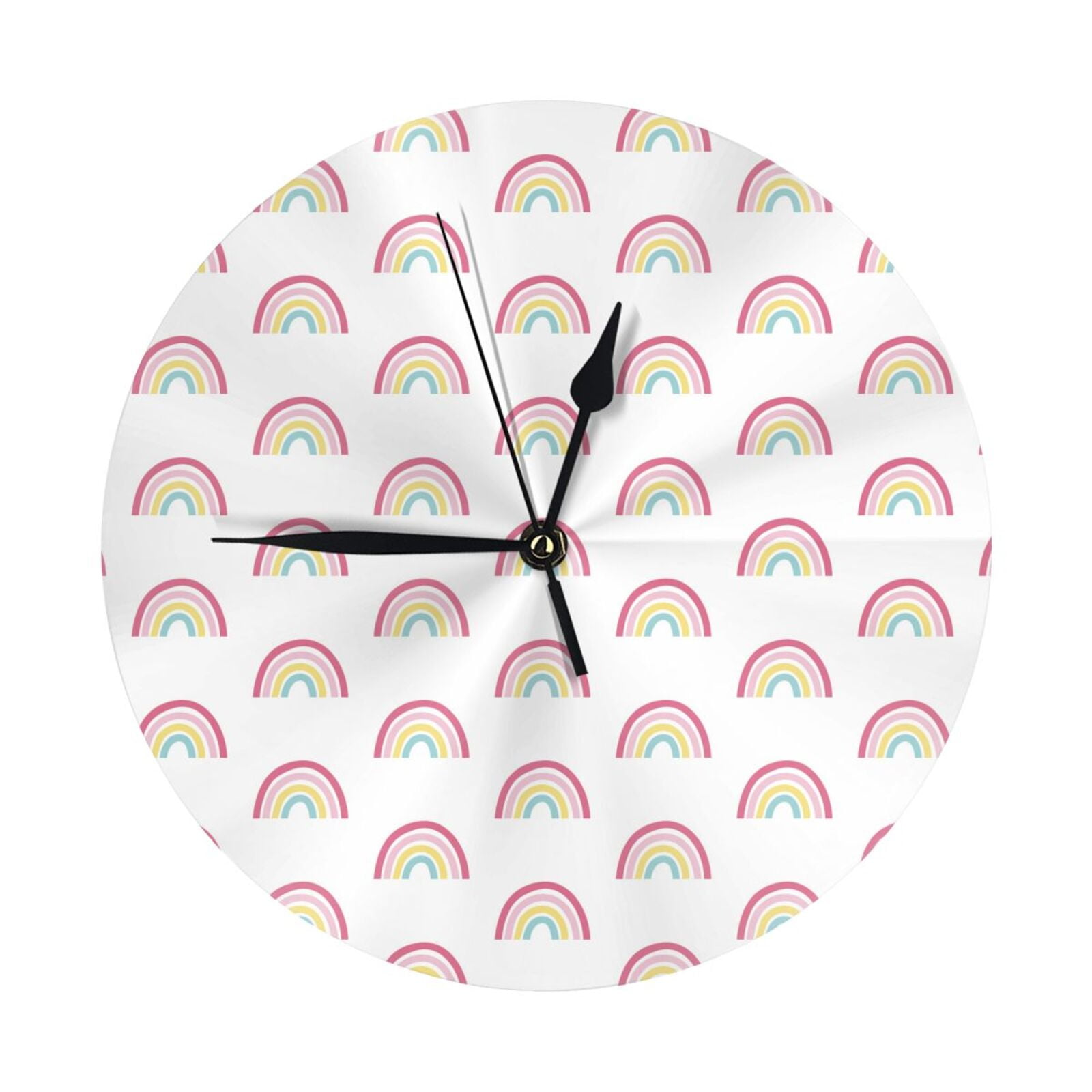 Wall Clock Rainbow print Wall Clocks Battery Operated, Modern Wall Clock for Bedroom, Classroom ...