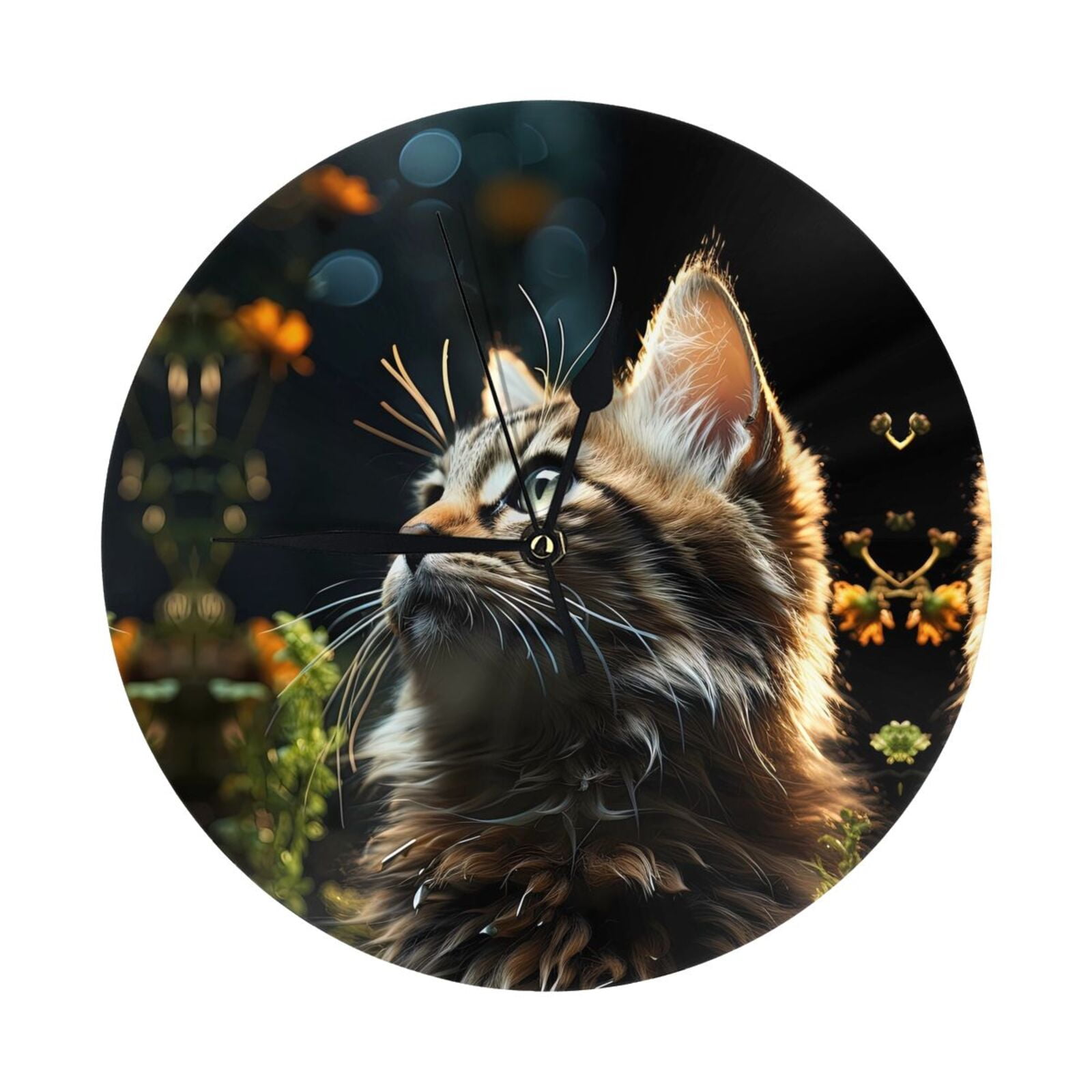 Wall Clock, Realistic Style Cute Cat Wall Clocks Battery Operated ...
