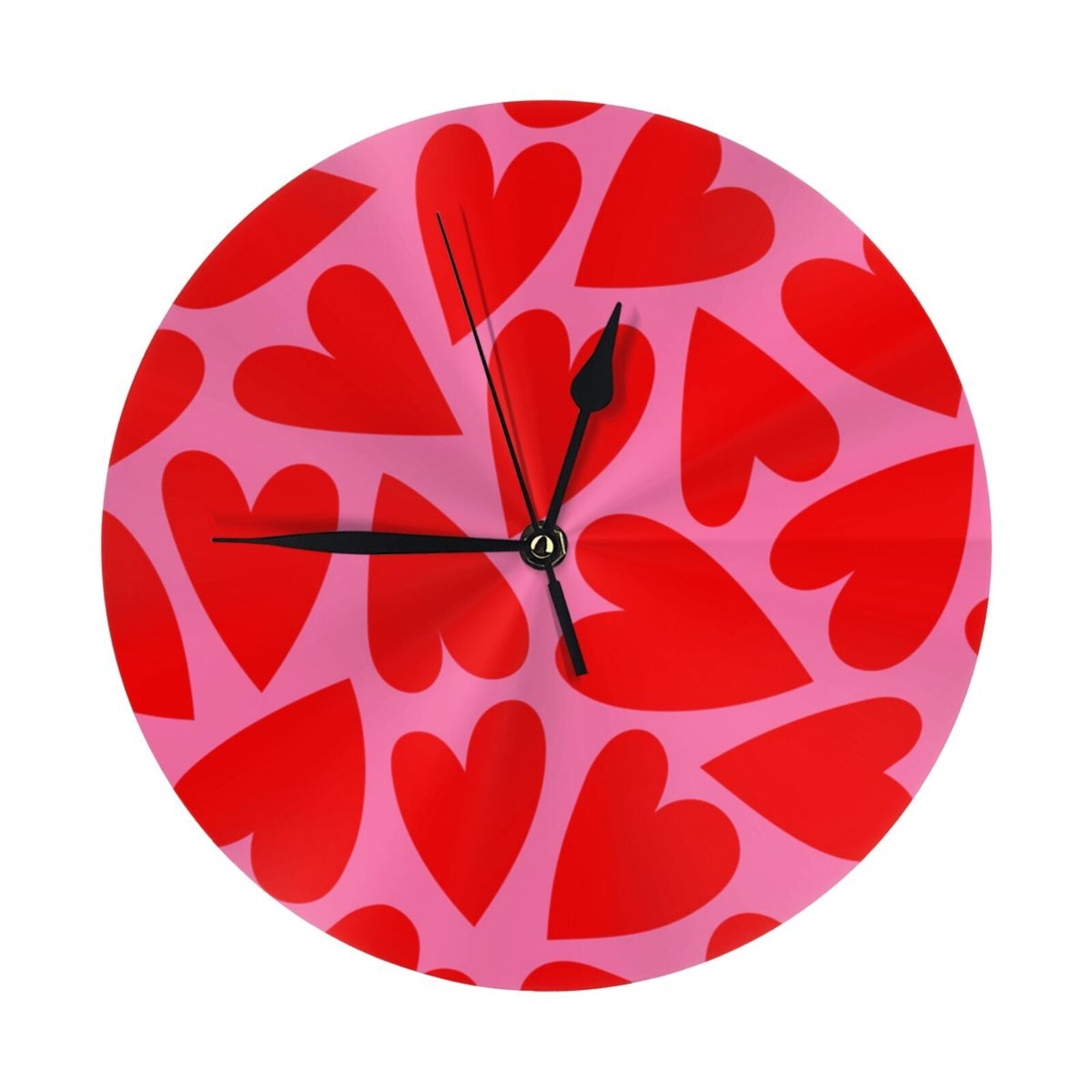 Wall Clock Red Love Heart Wall Clocks Battery Operated, Modern Wall ...