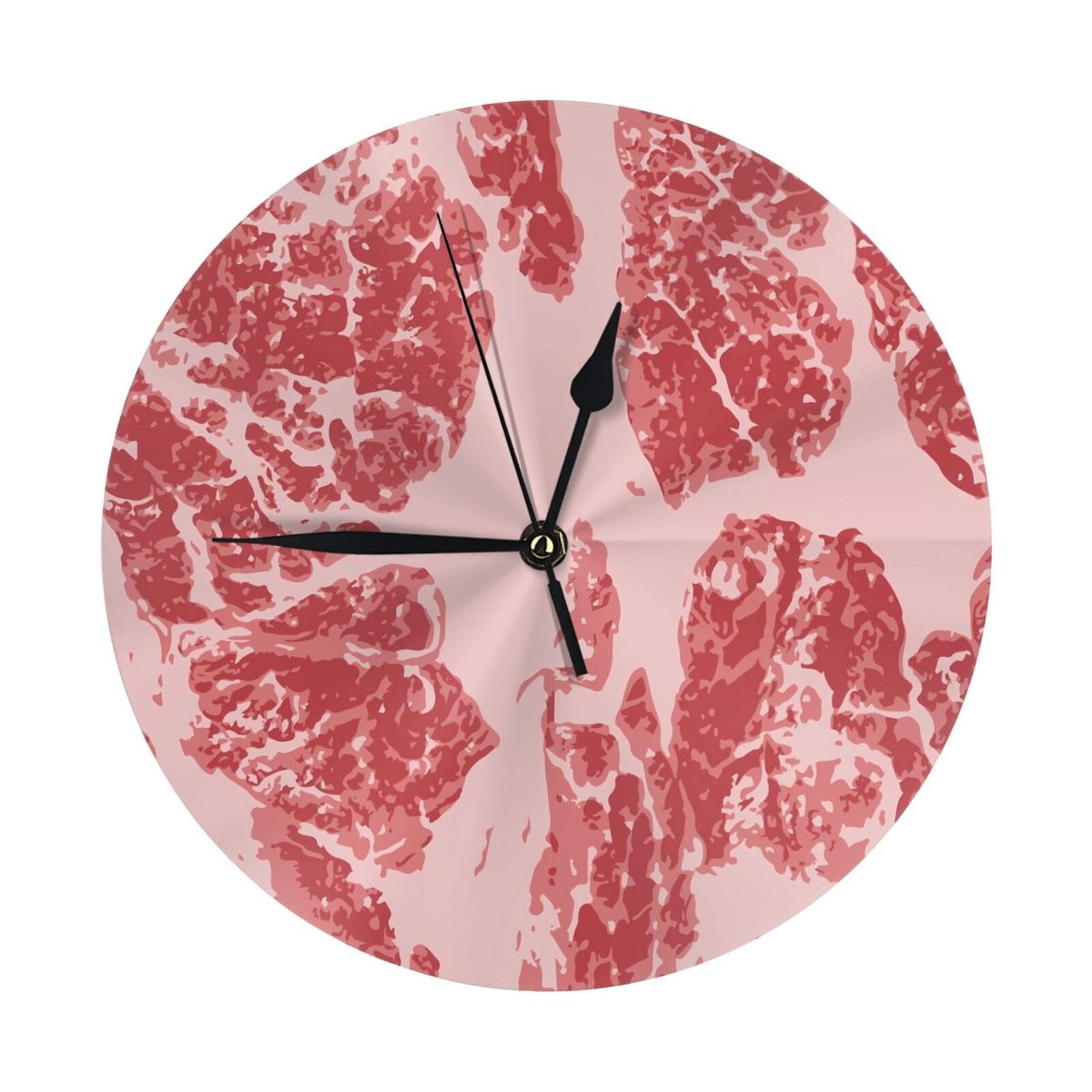 Wall Clock, Red Meat Wall Clocks Battery Operated Silent Kitchen Office ...