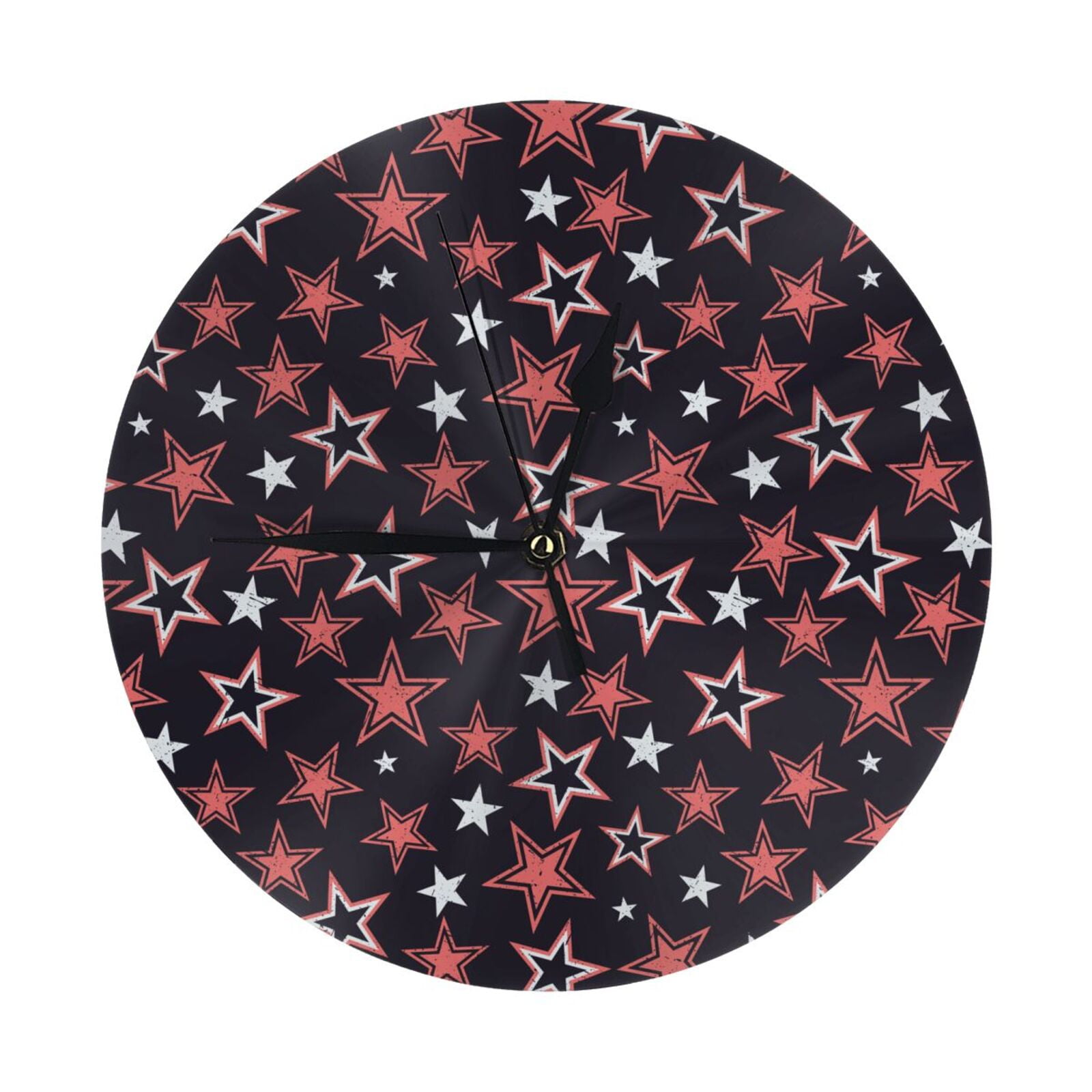 Wall Clock, Red Star Wall Clocks Battery Operated Silent Kitchen Office ...
