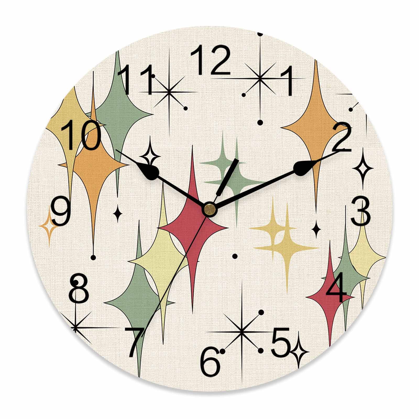 Wall Clock Red Yellow Green Diamond Clocks PVC Silent Non-Ticking ...