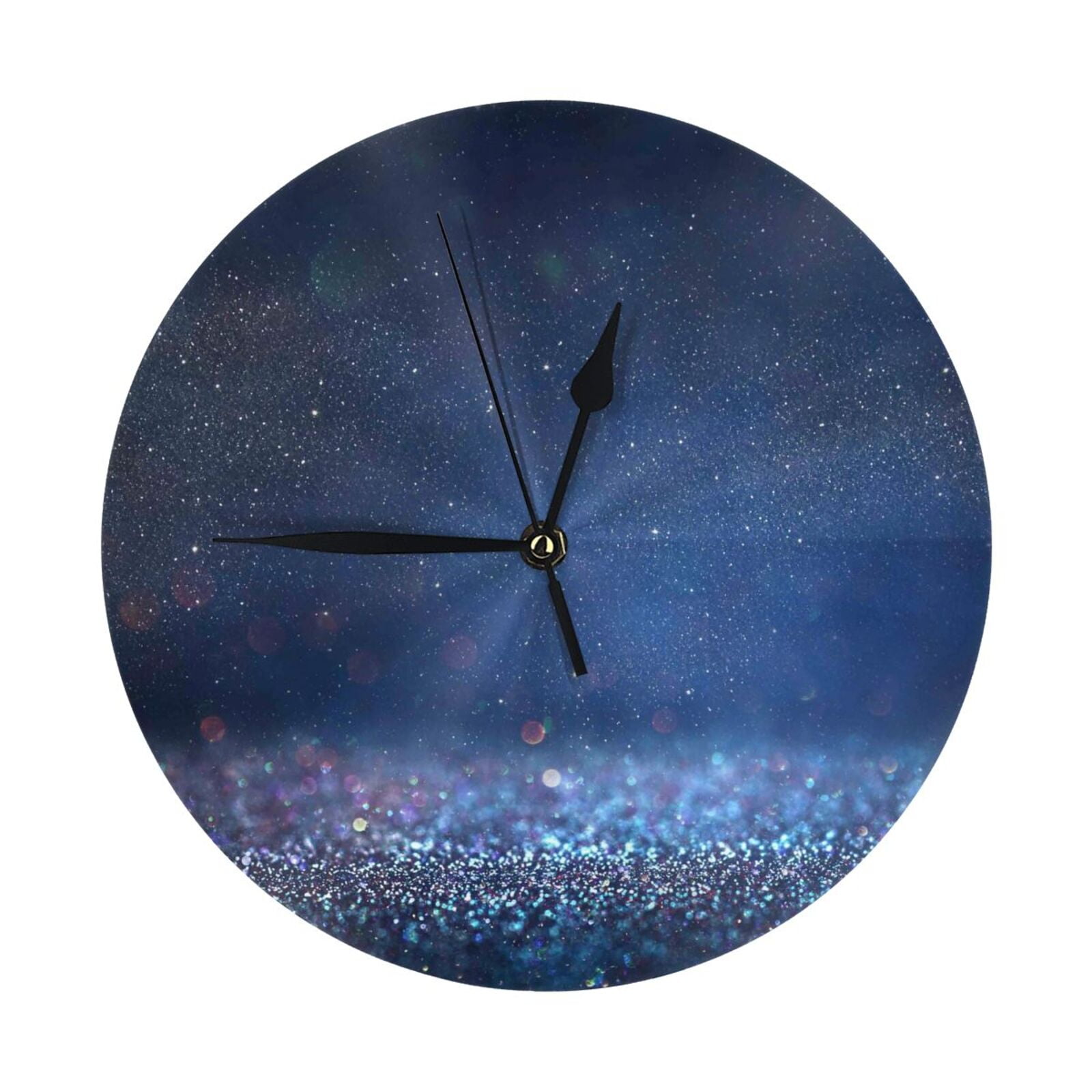 Wall Clock, Retro Blue Glitter Wall Clocks Battery Operated Silent ...